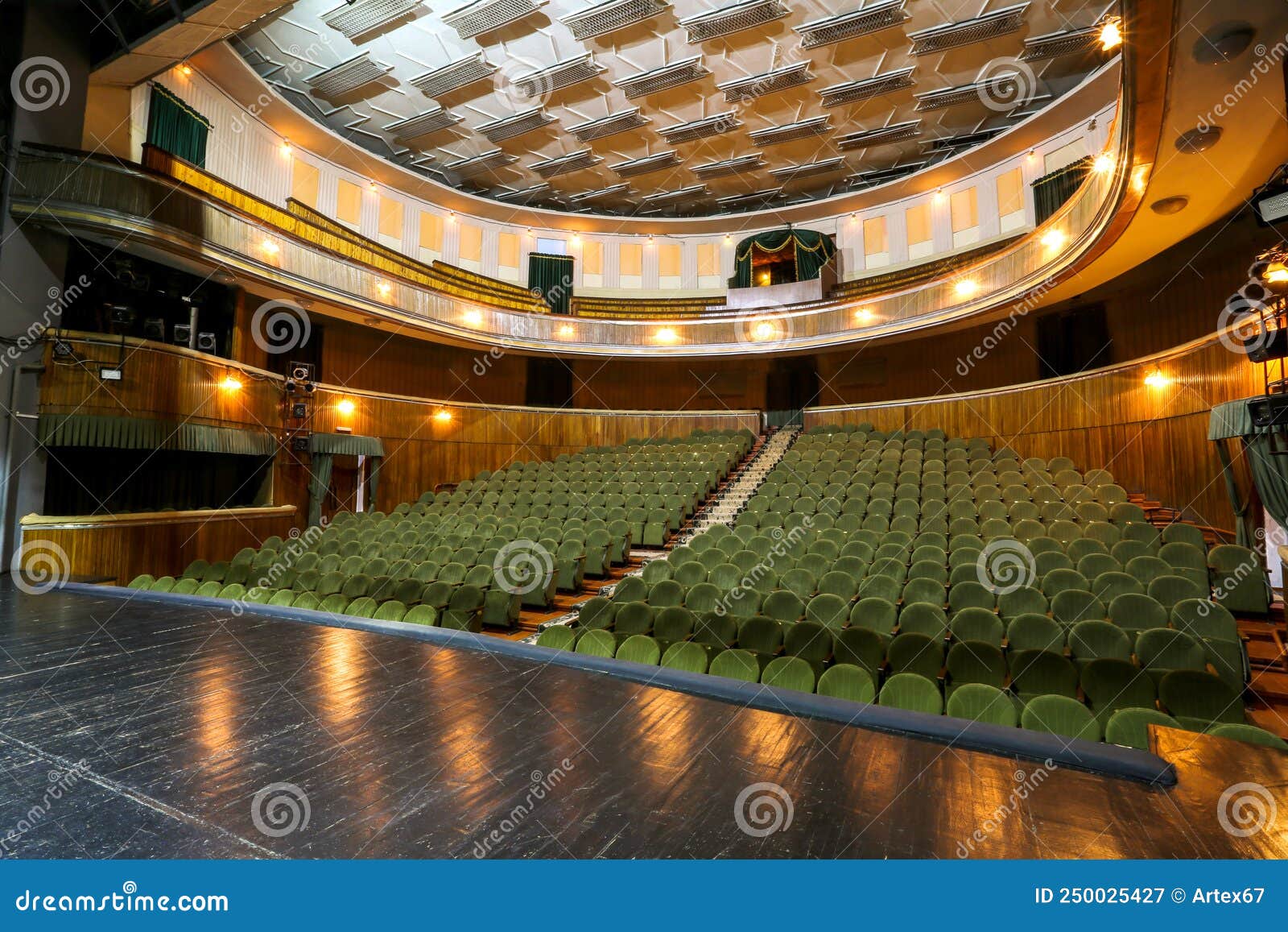 Theater Stage and Auditorium with Balconies and Loggias Stock Image ...