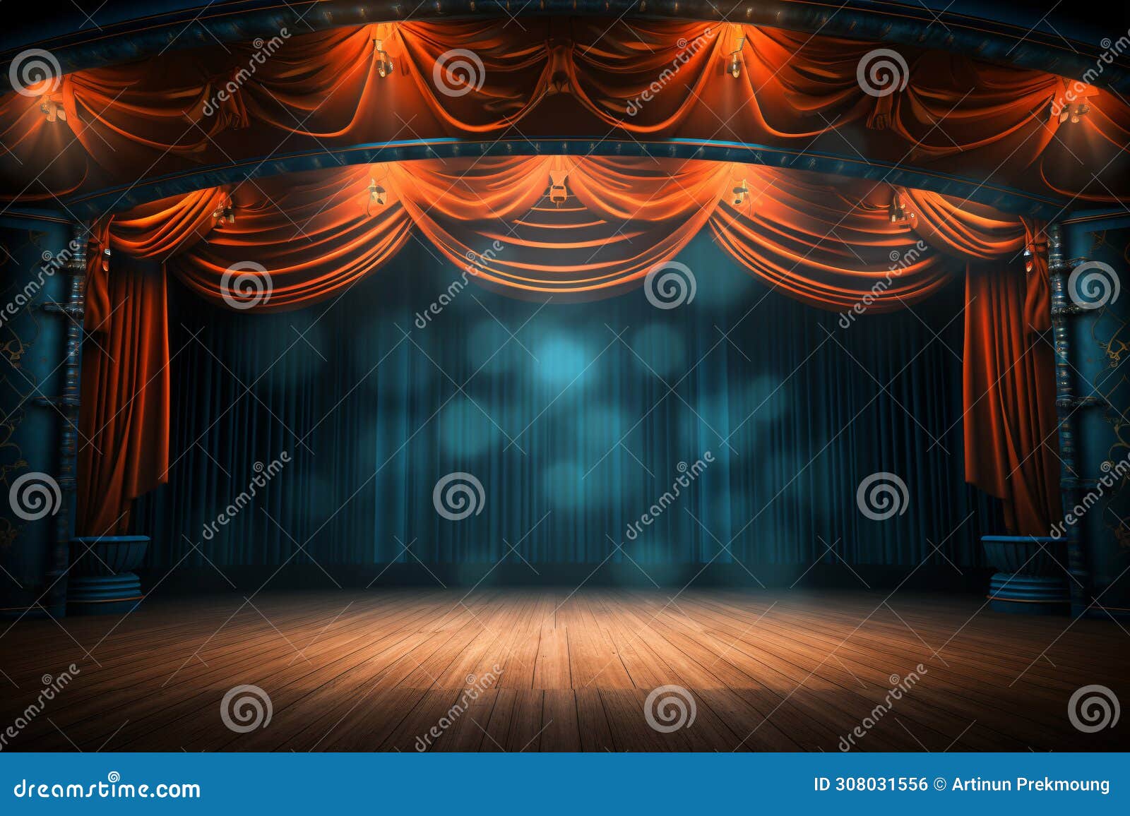 Theater Stage Light Background with Spotlight Illuminated the Stage for ...