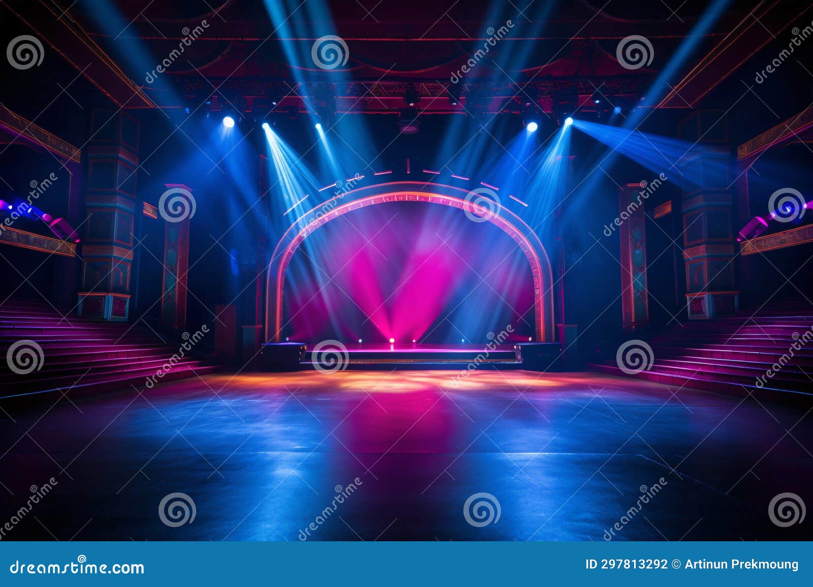 Theater Stage Light Background with Spotlight Illuminated the Stage for ...