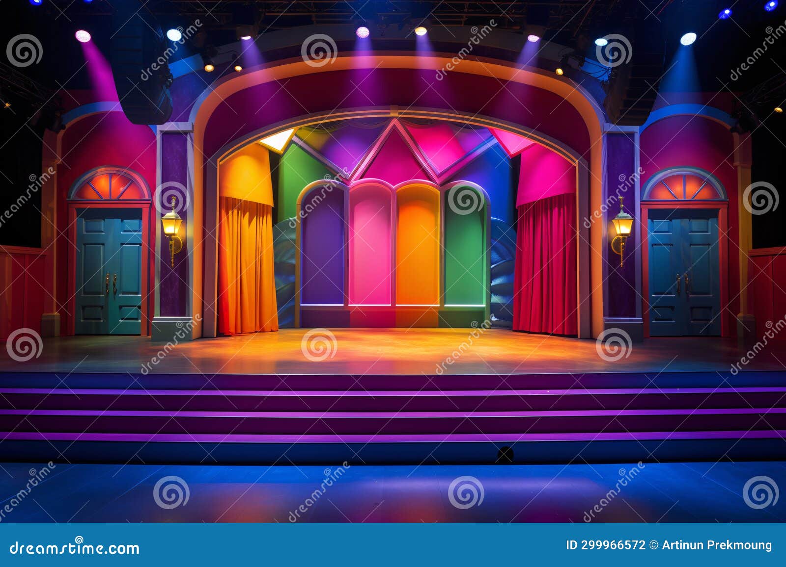 Theater Stage Light Background with Spotlight Illuminated the Stage for ...