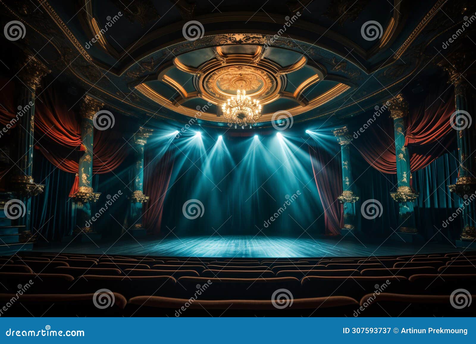 Theater Stage Light Background with Spotlight Illuminated the Stage for ...