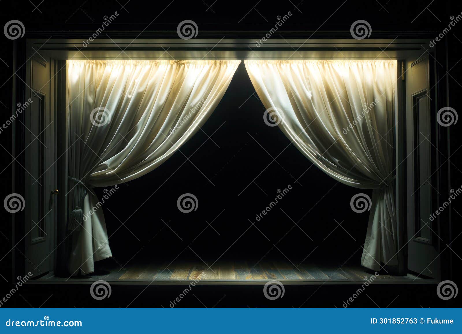 Theater Stage Opening with Dramatic Curtains. Stock Image - Image of ...
