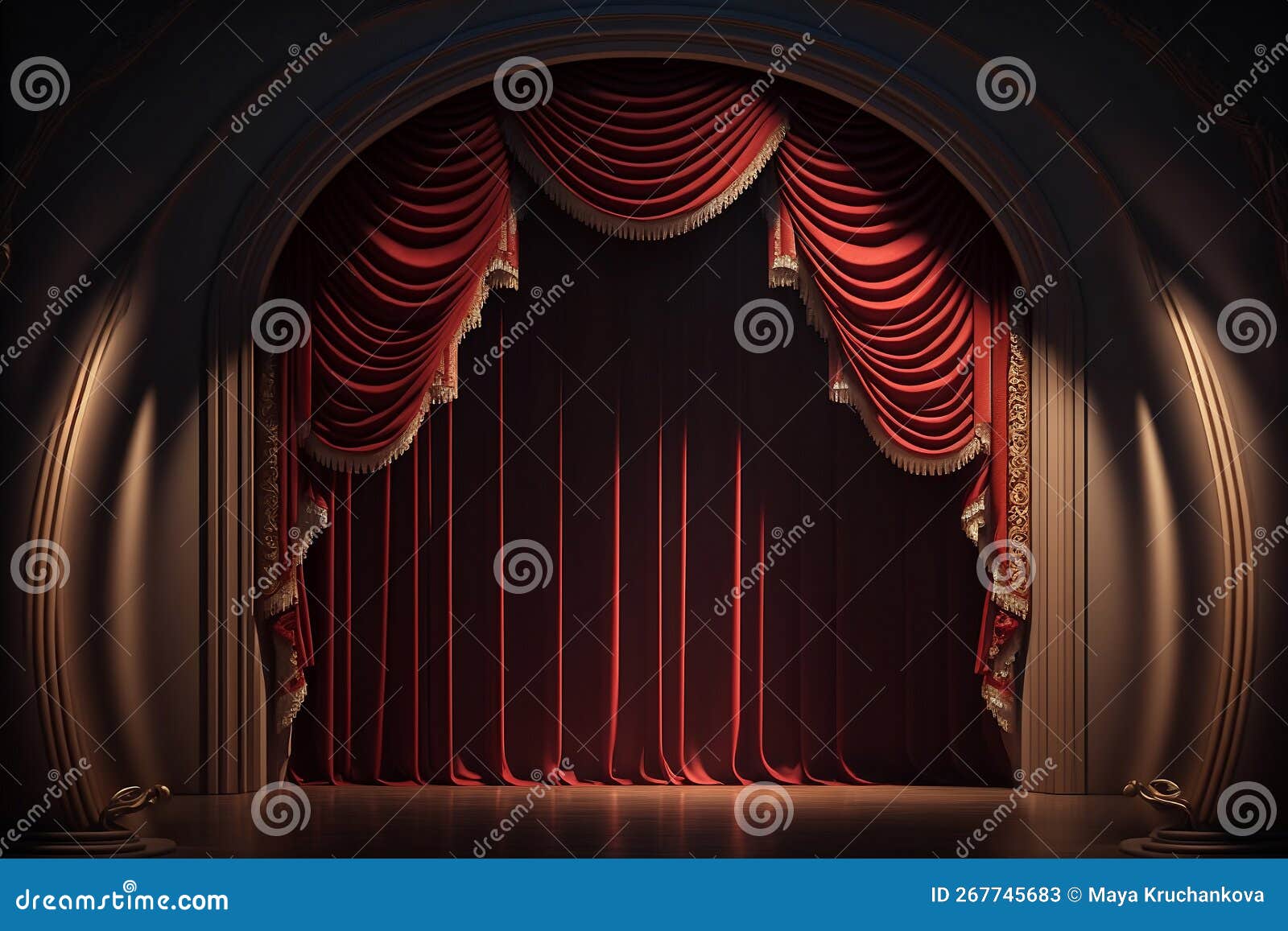 Theater Stage with Red Velvet Curtains Stock Illustration ...