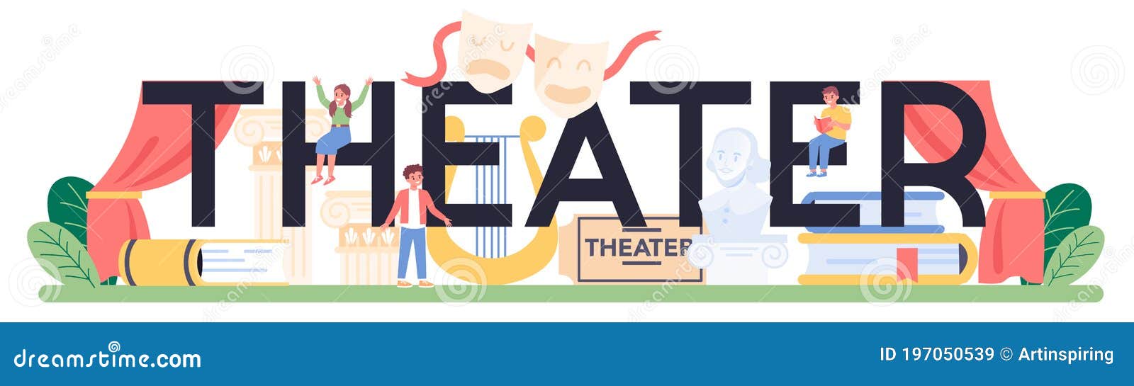 Theater Typographic Header. Children Creative Subject, School Play ...