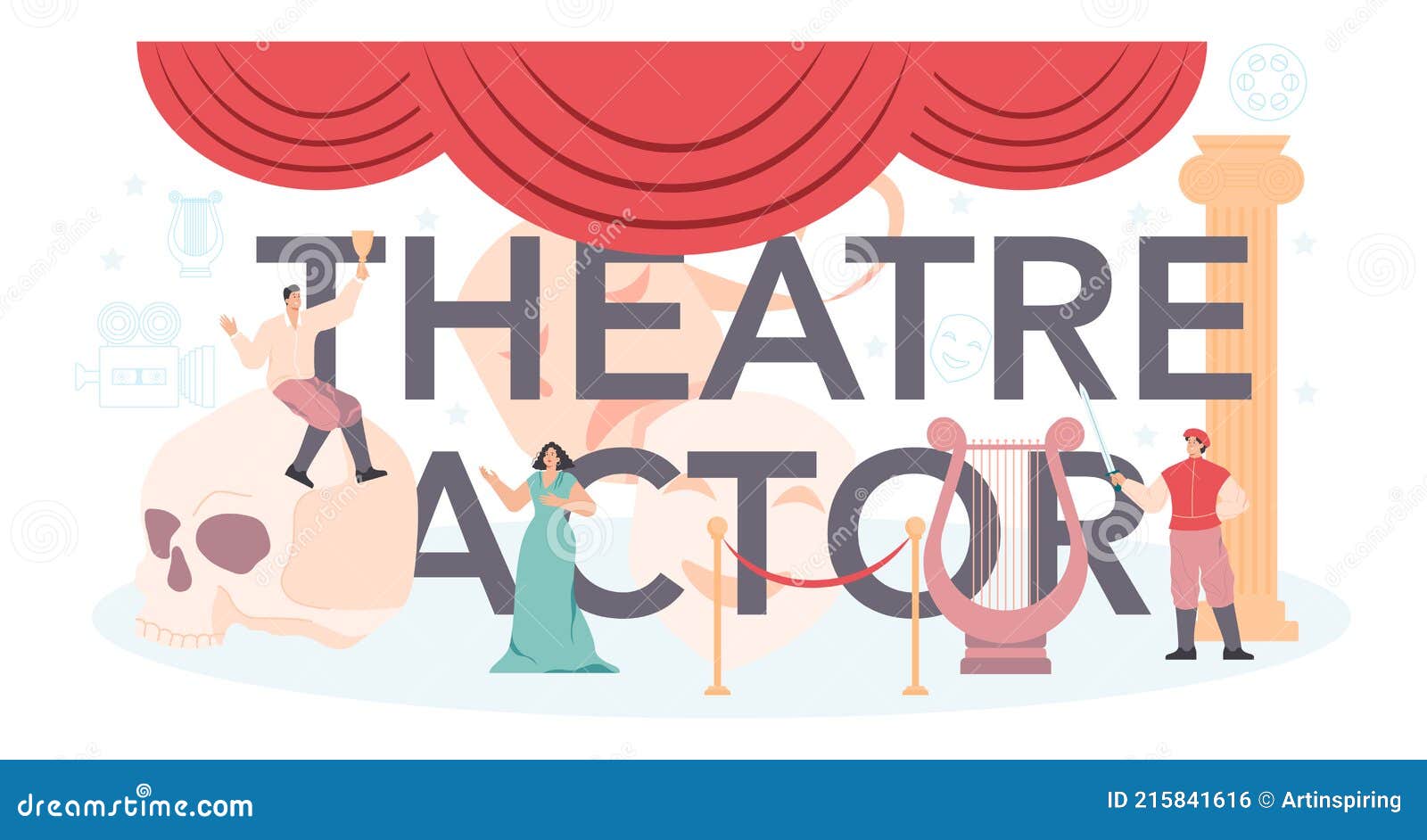 Theatre Actor Typographic Header. Classical Theatrical Play Performer ...