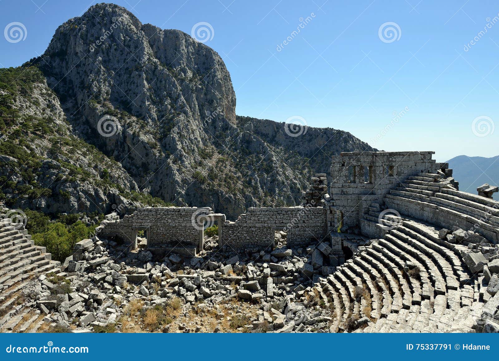 Theatre of the Ancient City of Termessos Stock Image - Image of ...