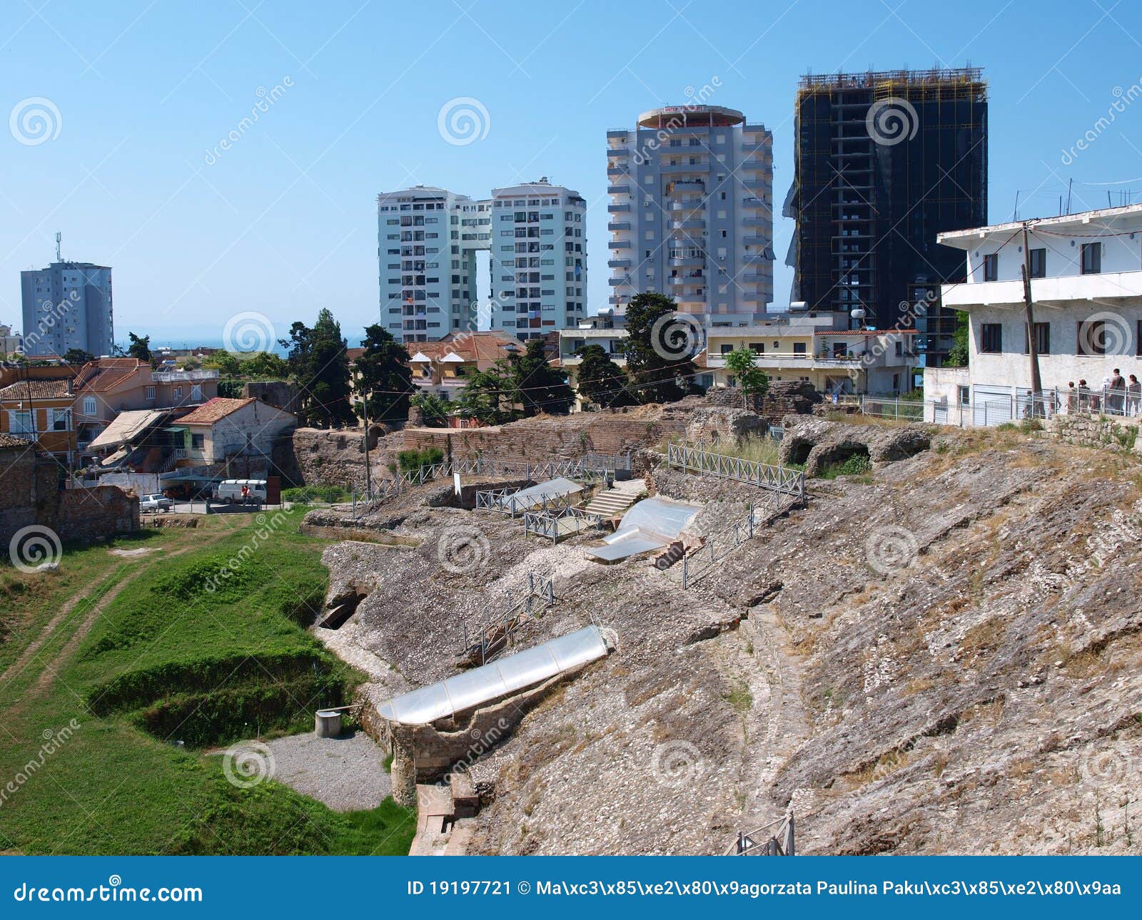 DURRES, ALBANIA: Exterior Of Ancient Roman Amphitheater With ...