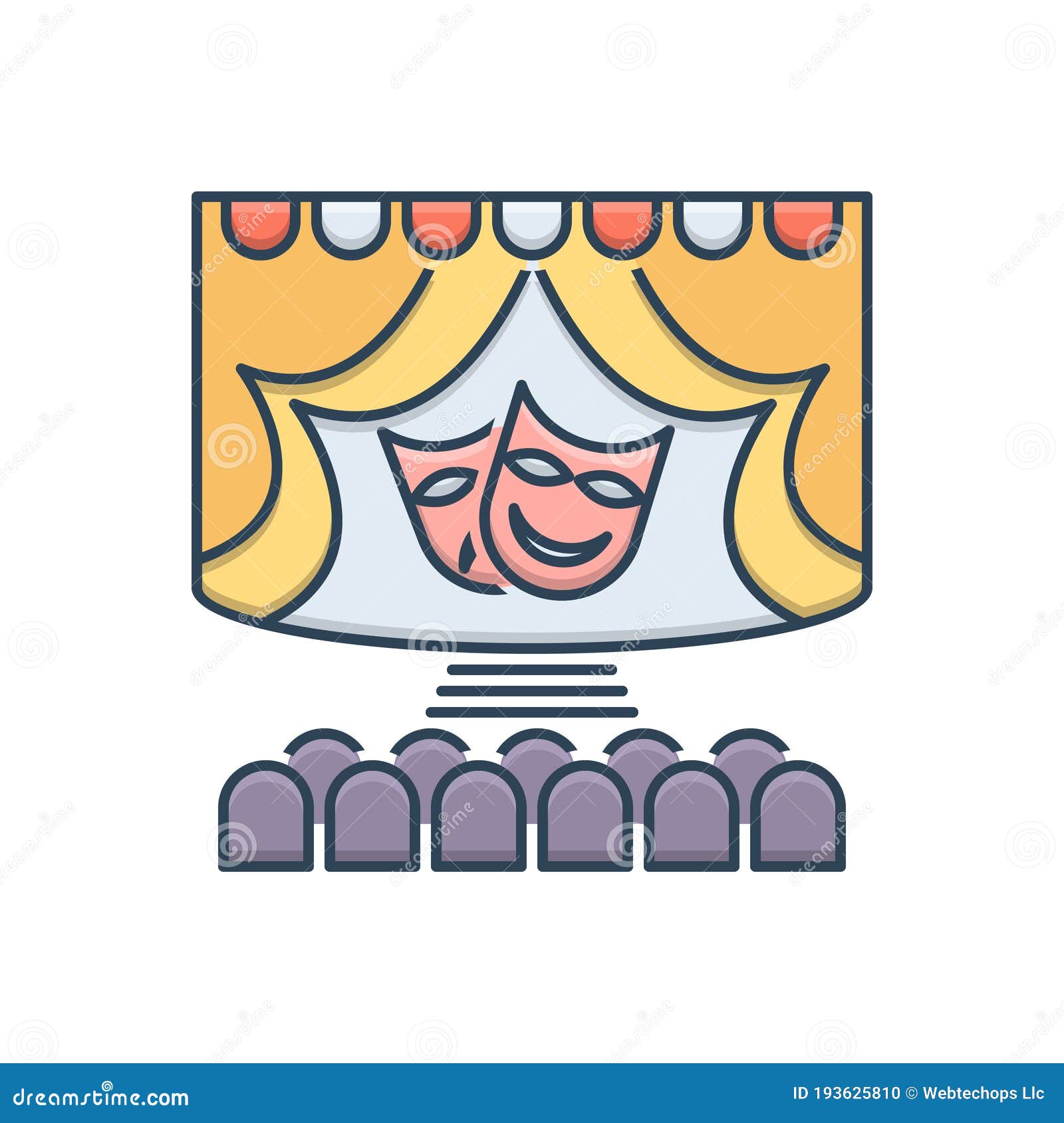 Color Illustration Icon for Theatre, Stage and Spotlight Stock ...