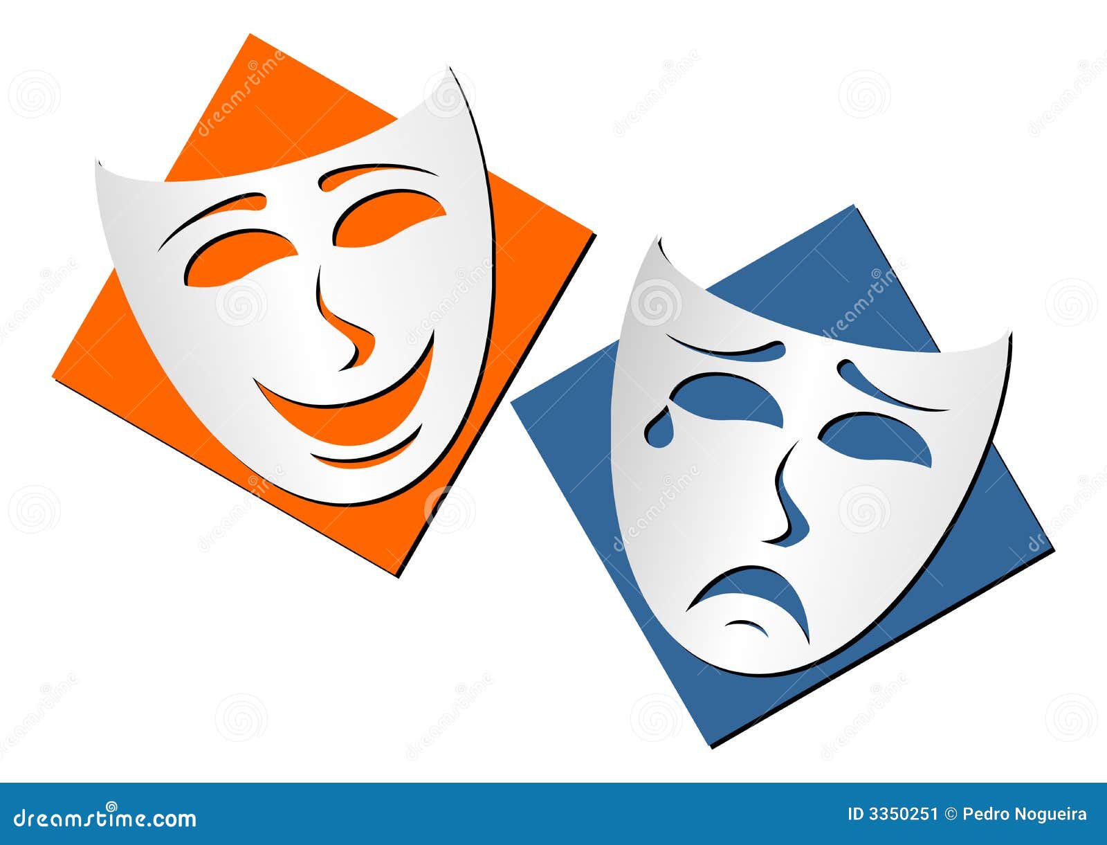 Theatre masks stock vector. Illustration of drama, sensitivity - 3350251