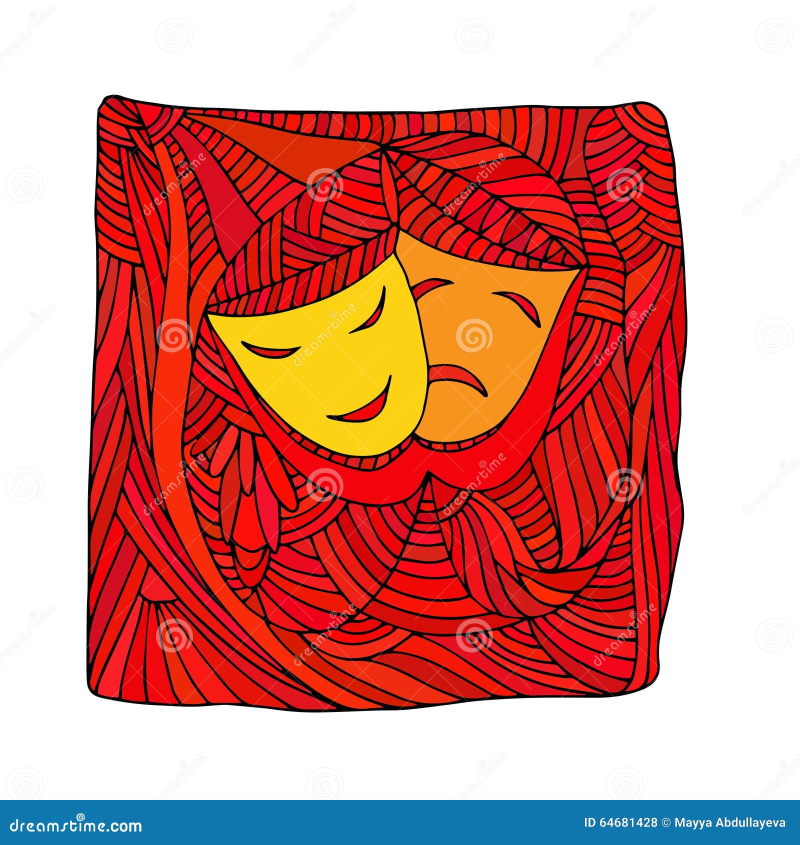 Tragedy And Comedy Theater Masks Set. Collection Of Theater Masks ...