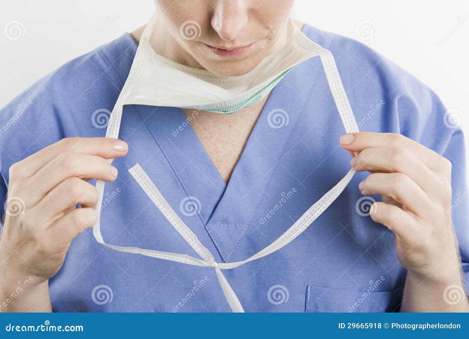 Theatre Nurse Adjusting Mask Stock Photo - Image of cure, background ...