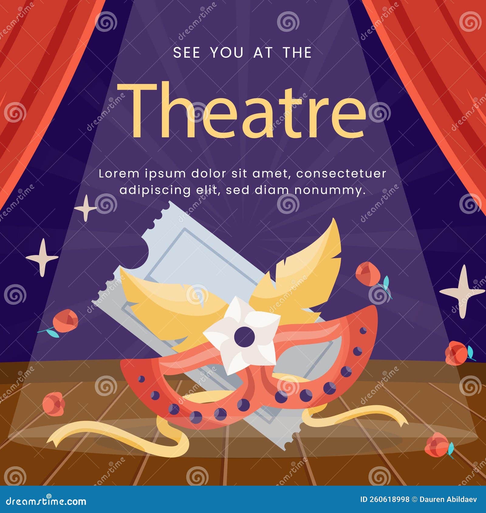 Theatre Show Posts Set Vector Illustration. Stock Vector - Illustration ...