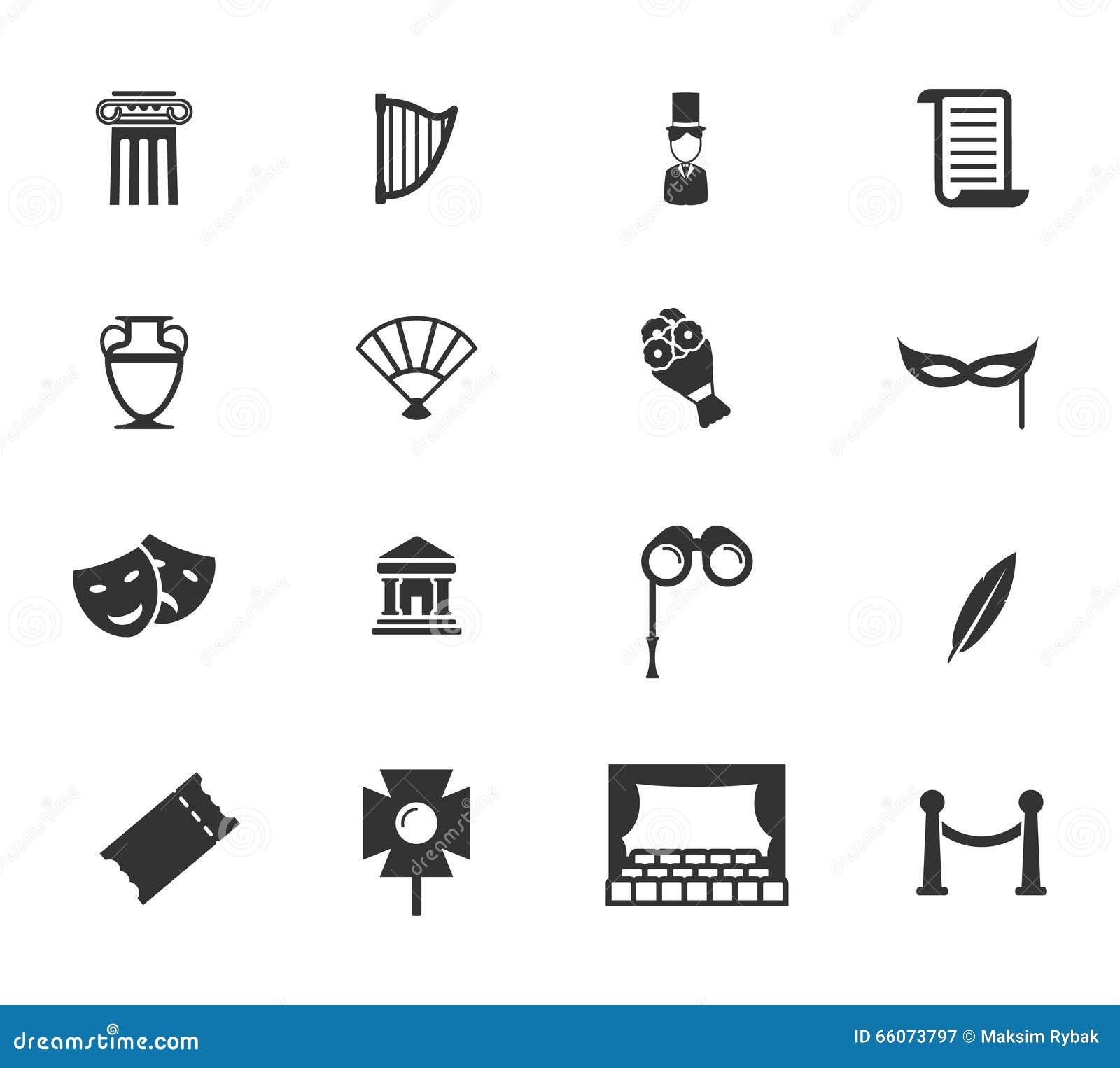 Theatre simply icons stock vector. Image of elements - 66073797