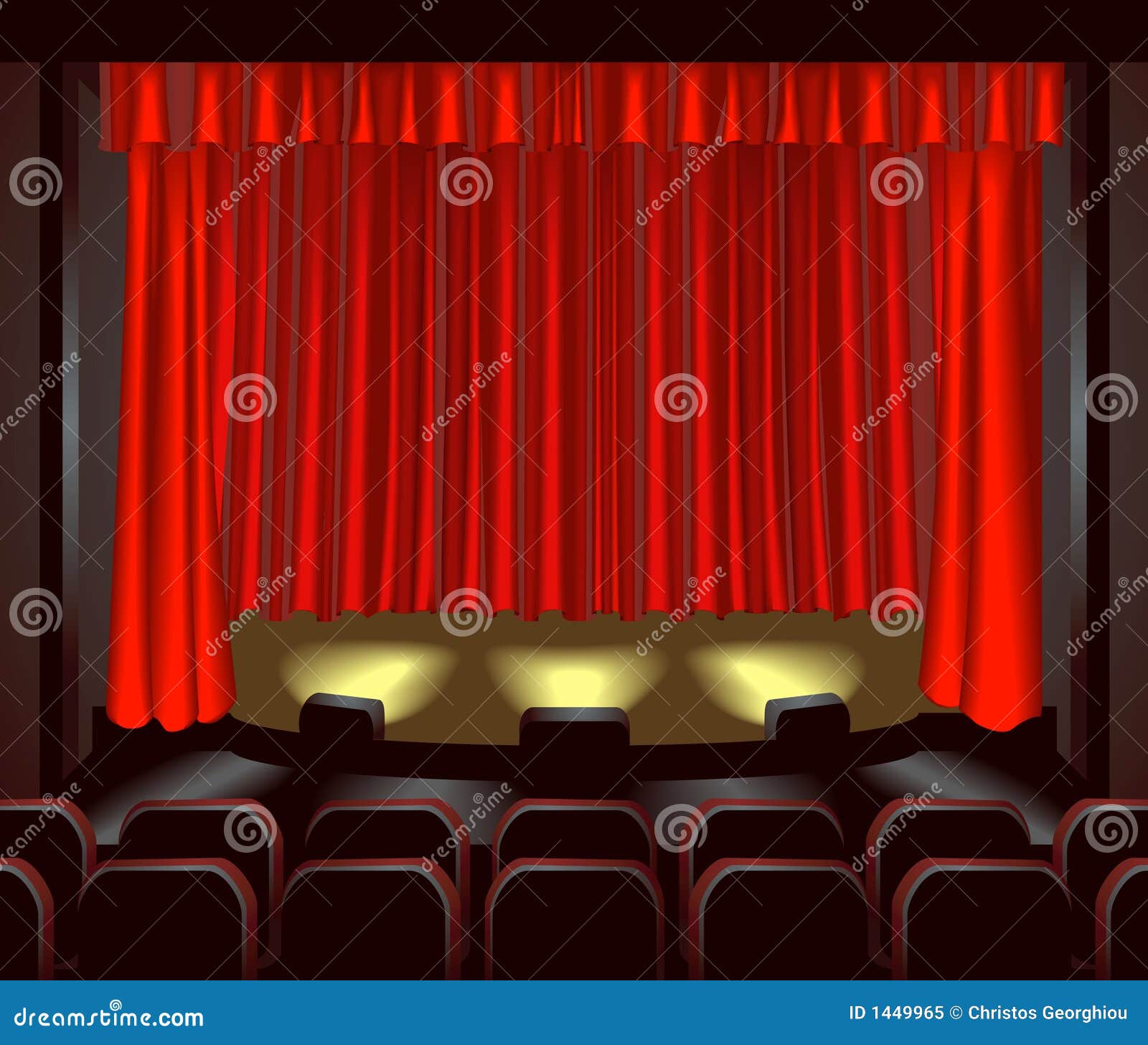 Theatre Stage With Red Velvet Curtains - Artistic Abstract Wave Effect ...