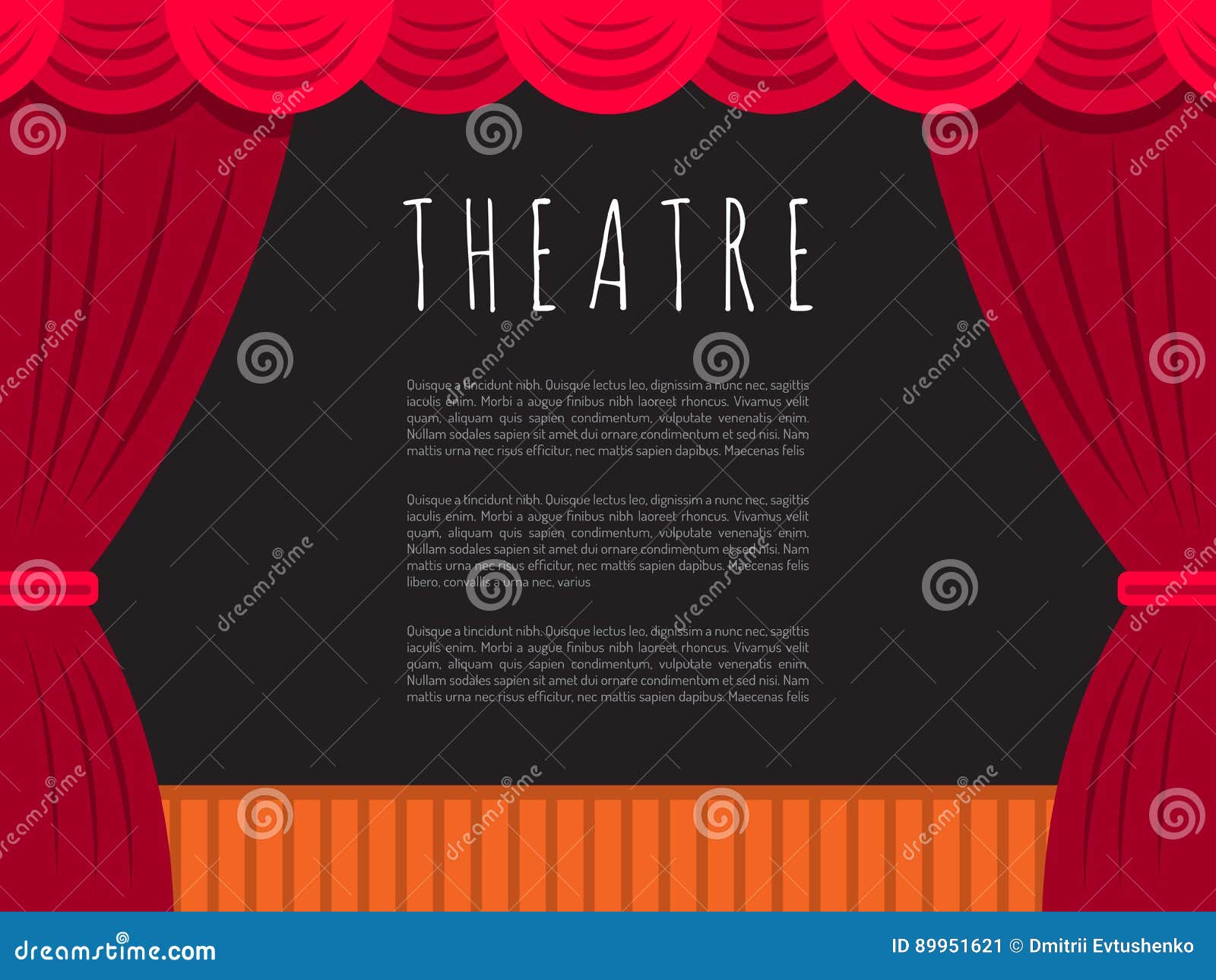 Theatre stage banner stock vector. Illustration of material - 89951621