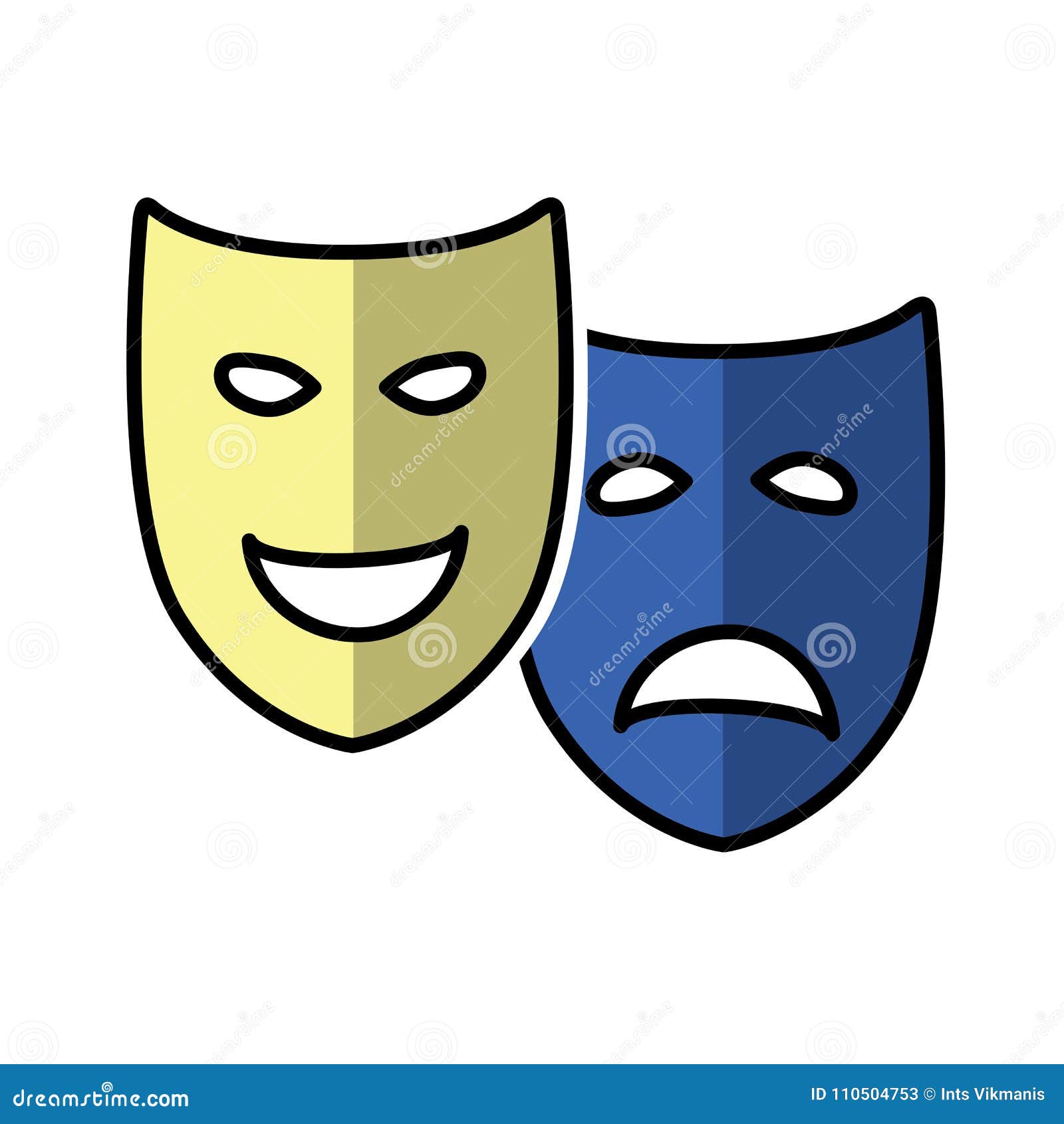 Theatrical Drama and Comedy Masks Stock Vector - Illustration of flat ...