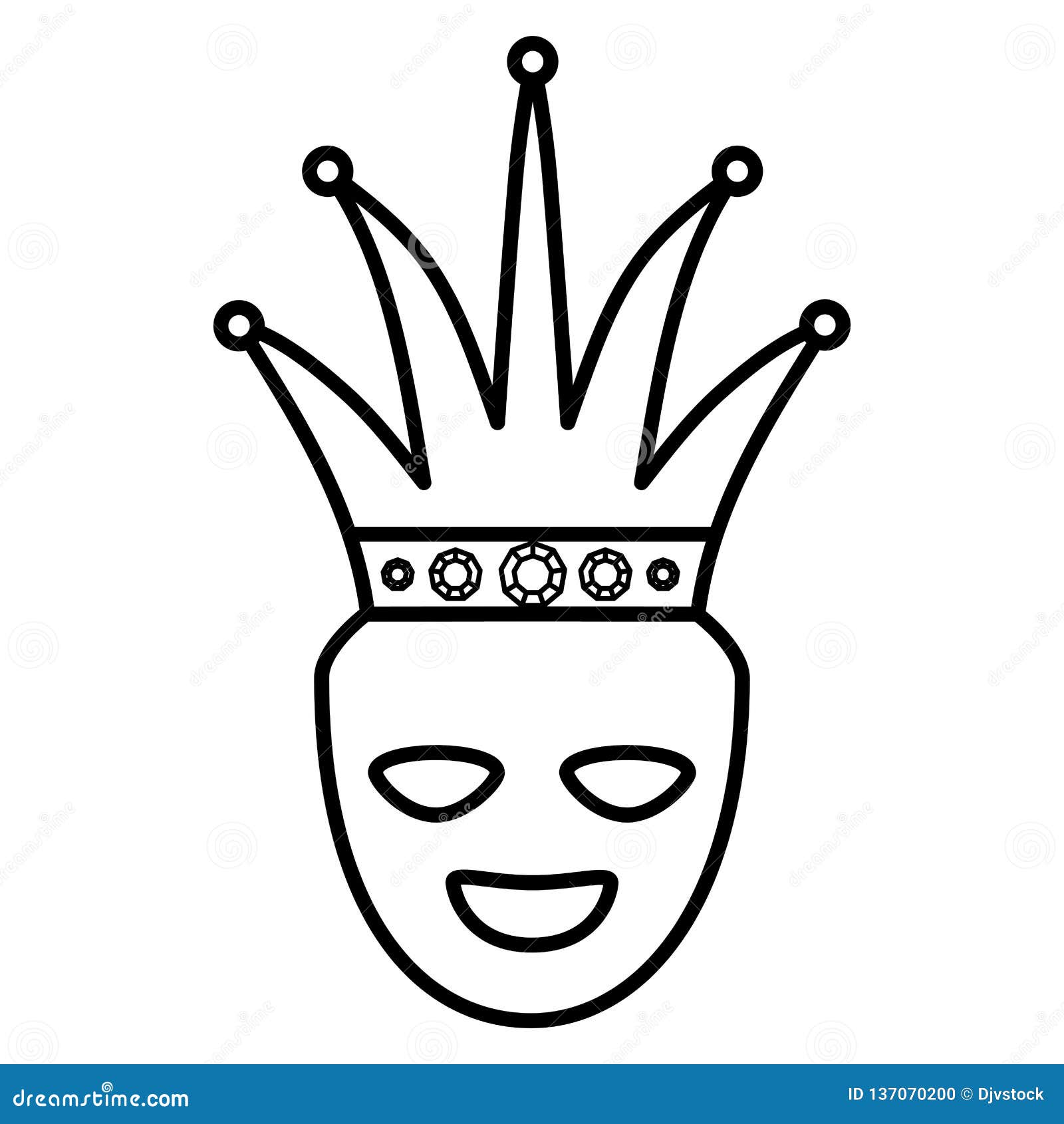 Theatrical Happy Masks with Crown Stock Vector - Illustration of icon ...