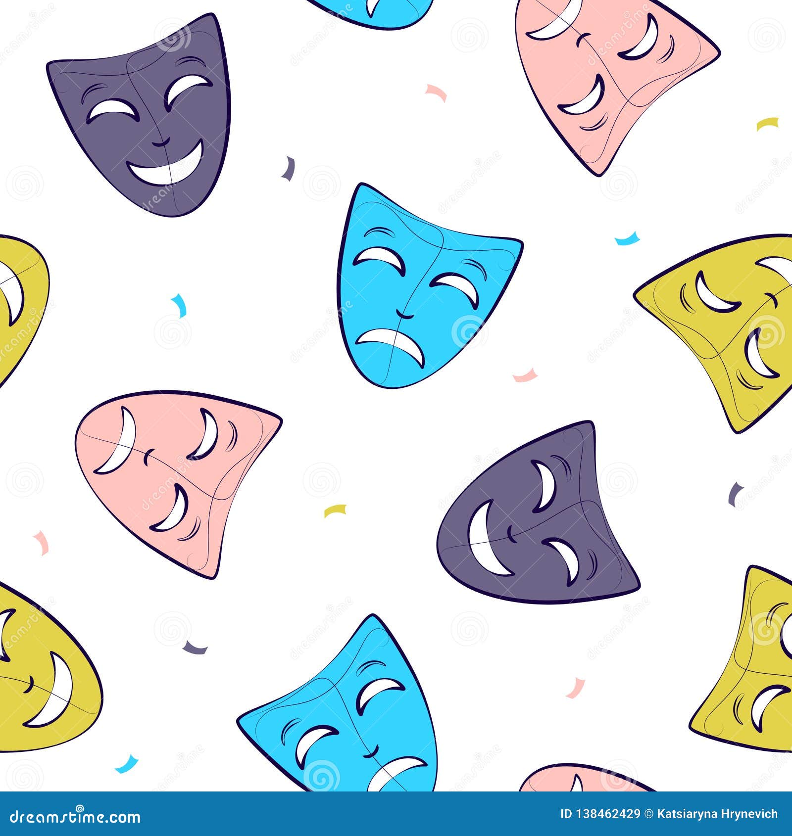 Theatrical Mask Pattern. Simple Seamless Pattern with Masks Stock ...