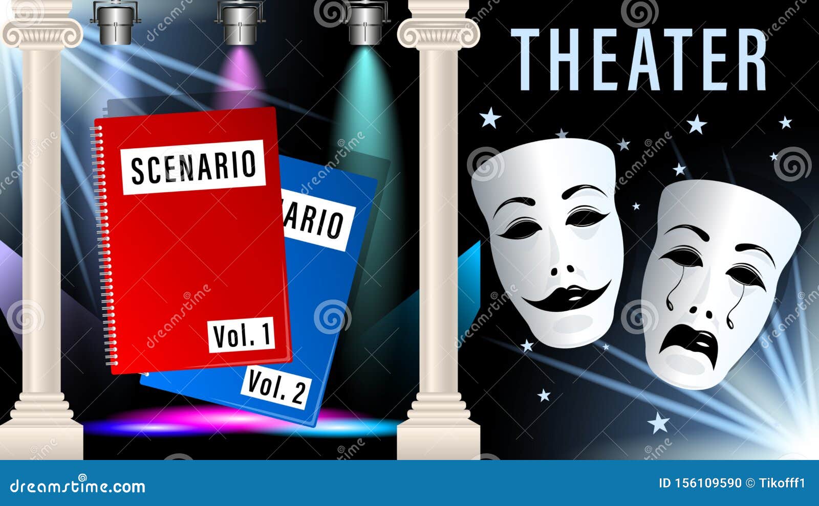 Theatrical Mask, Script, Scene Stock Vector - Illustration of concept ...