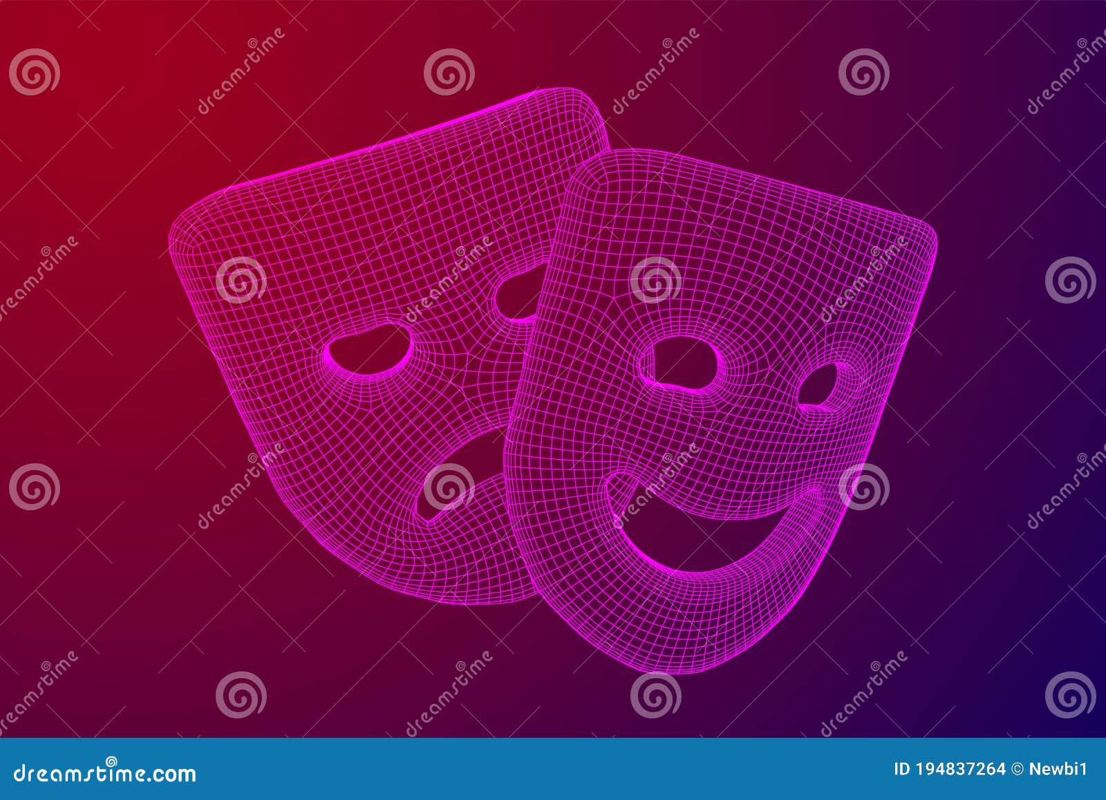 Theatrical Masks Tragedy and Comedy Character Stock Illustration ...