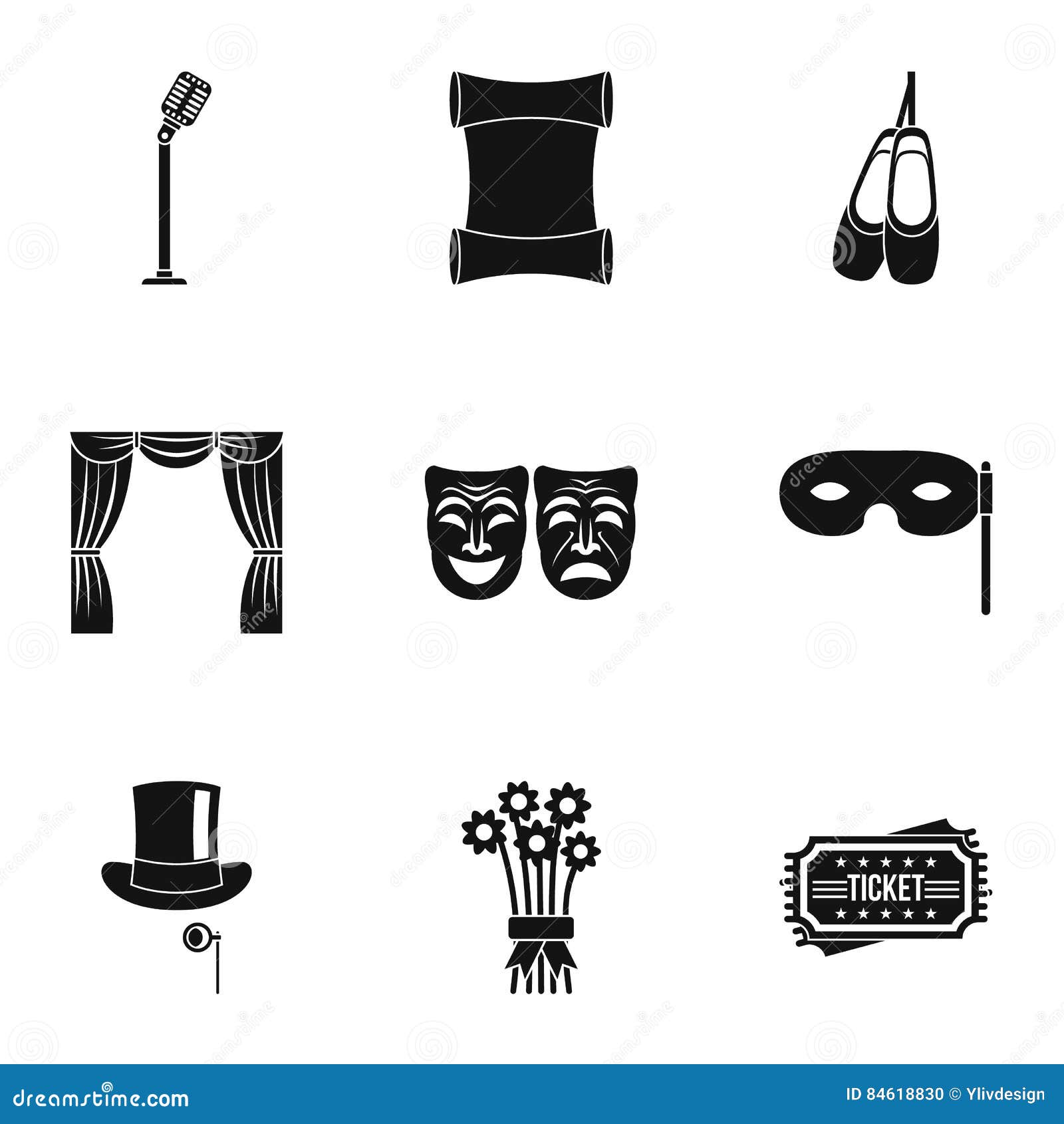 Theatrical Performance Icons Set, Simple Style Stock Vector ...