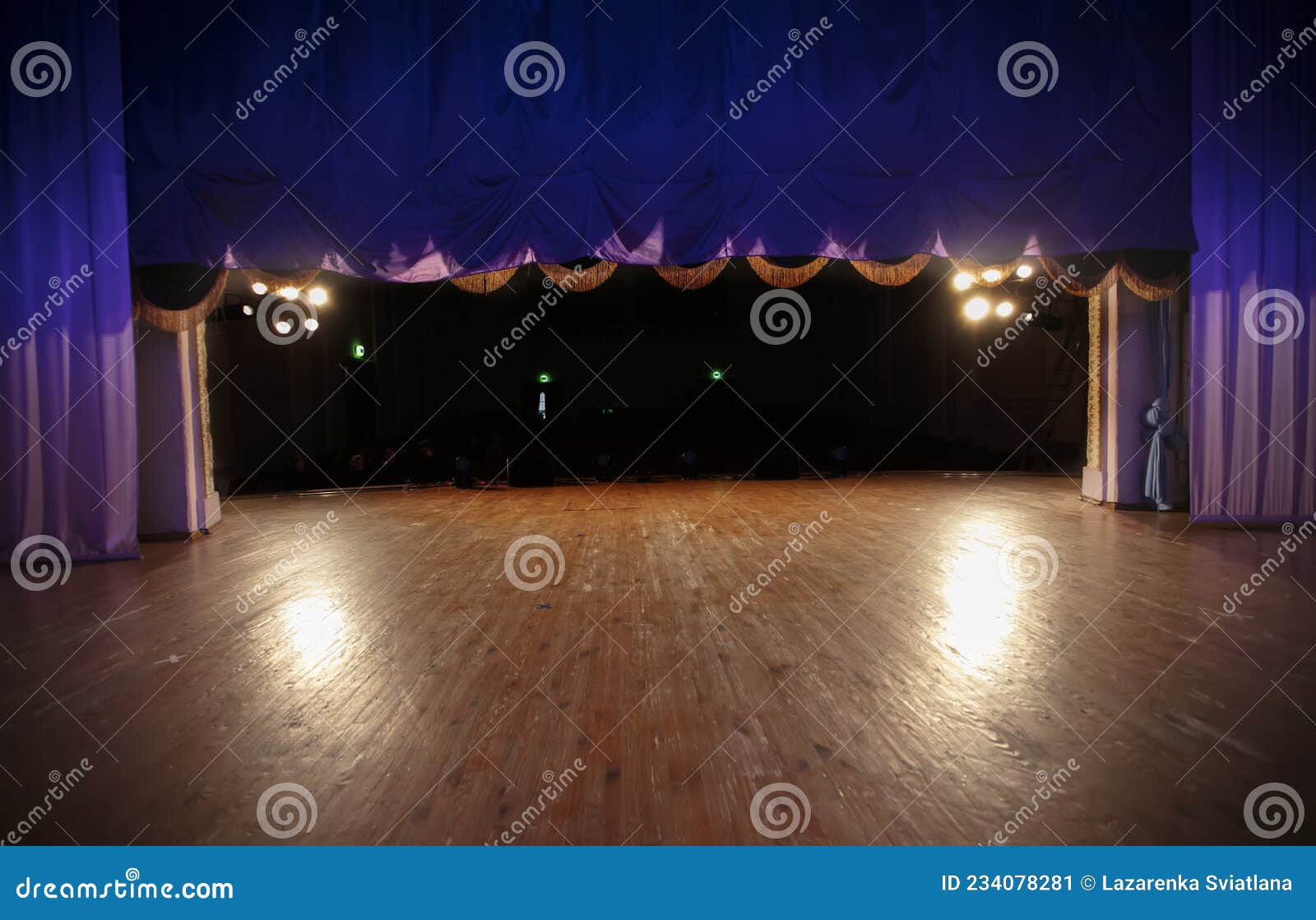 Curtain Opens, A Cascade Of Spotlights Royalty-Free Stock Photography ...