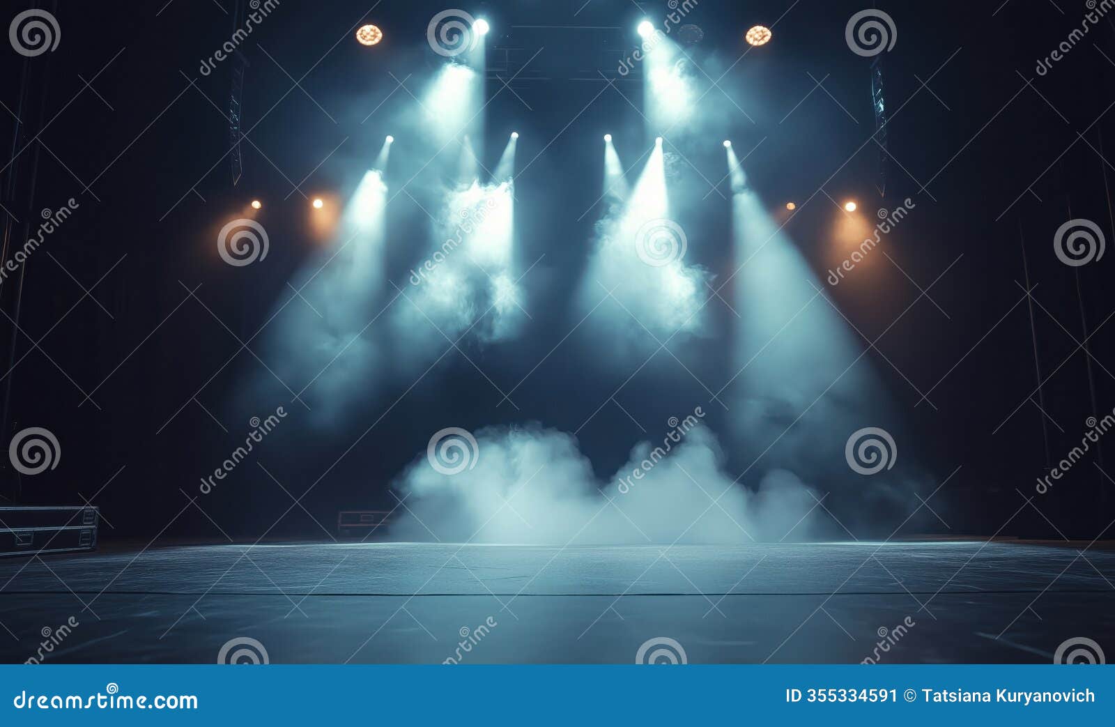 Theatrical Stage Illuminated by Dramatic Lighting and Fog, Creating an ...