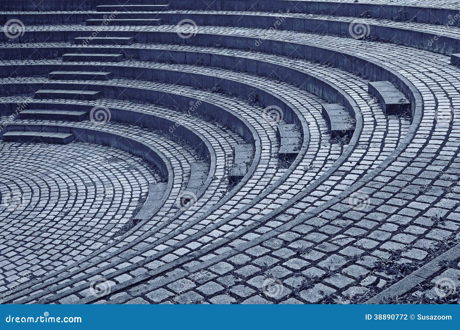 Theatron with Cobblestone Pavement Stock Photo - Image of moonlight ...