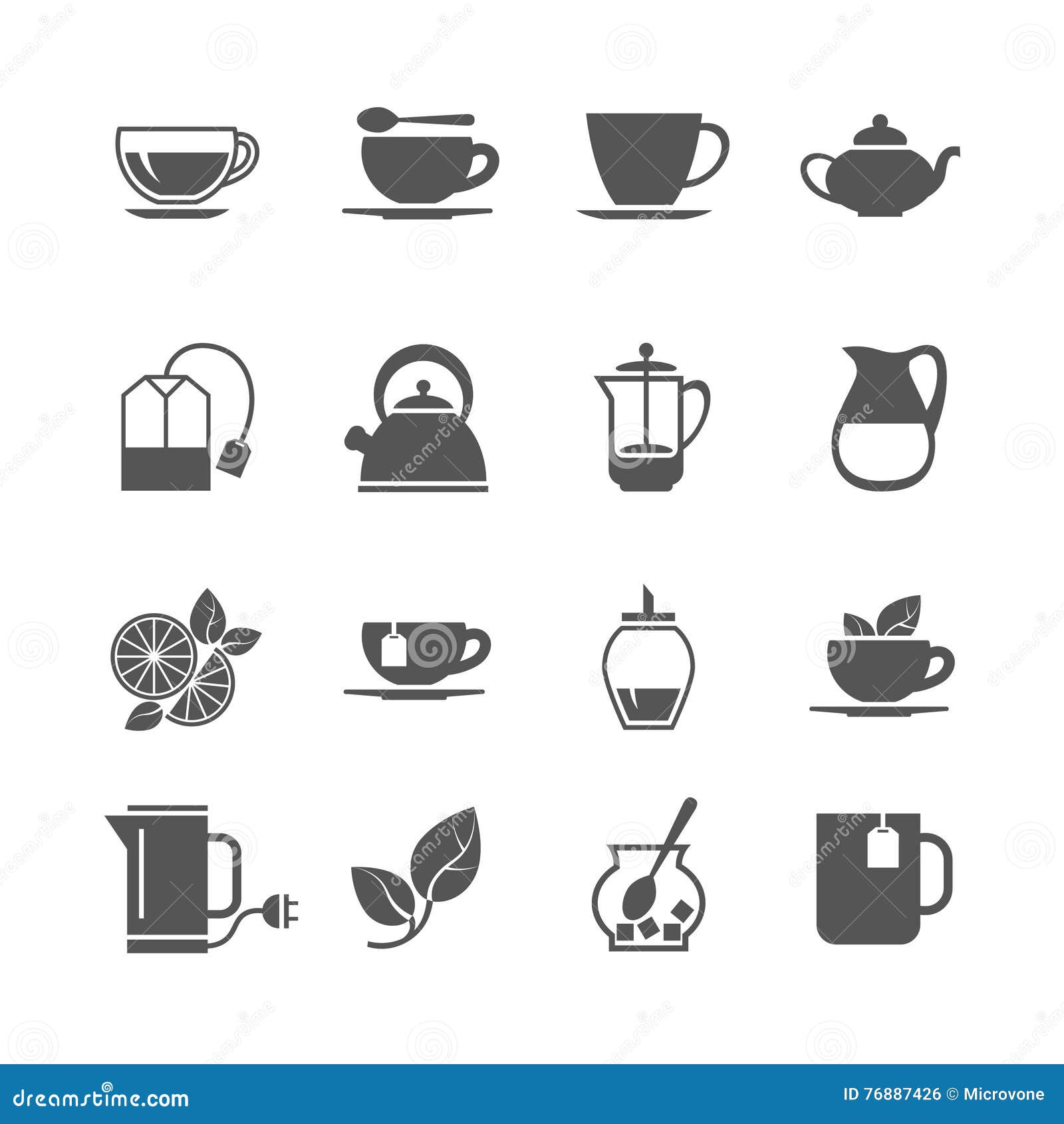 Thee vectorpictogrammen vector illustratie. Illustration of klassiek ...