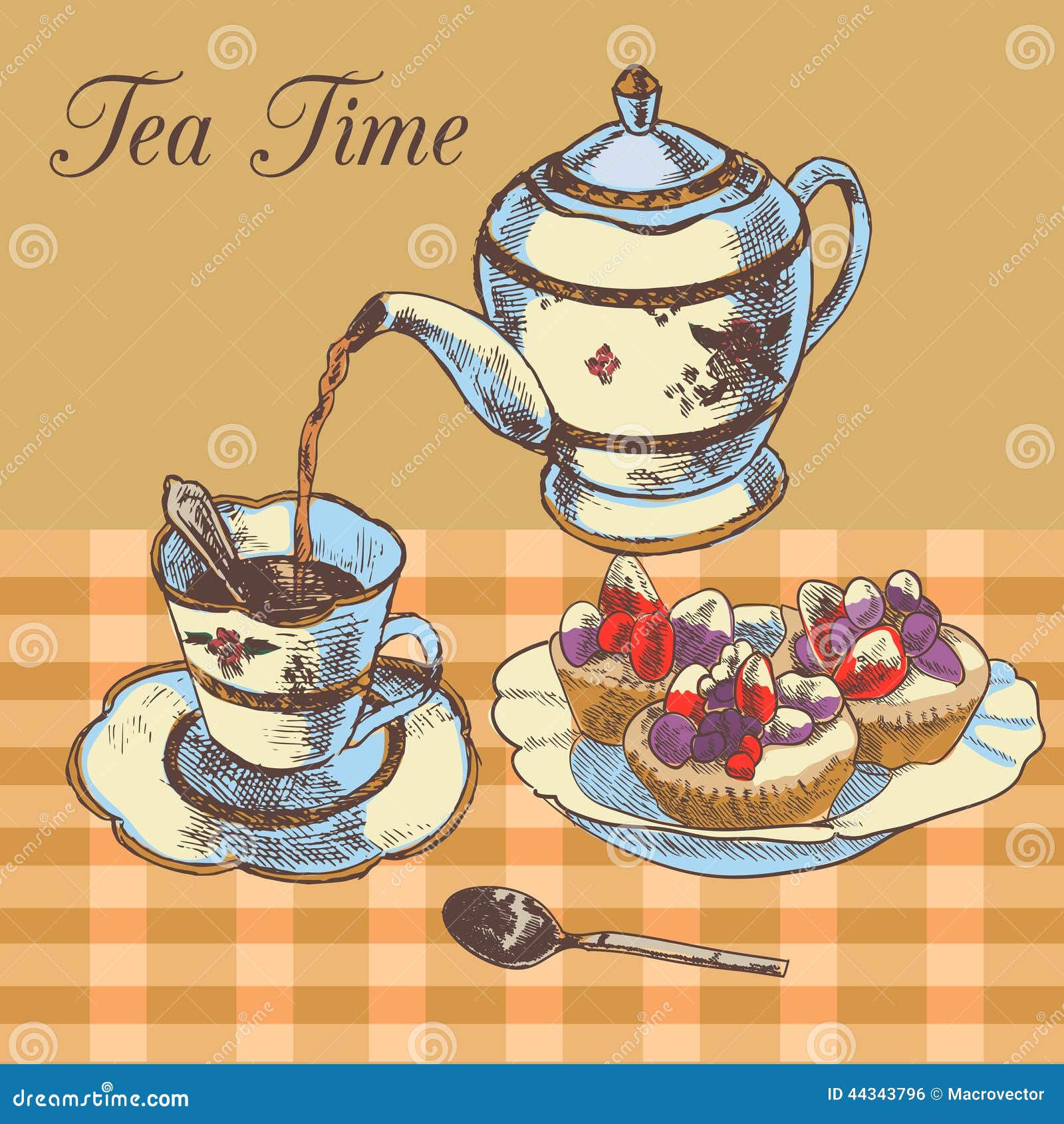 Theepot En Kop Engelse Thee Vector Illustratie - Illustration of ...