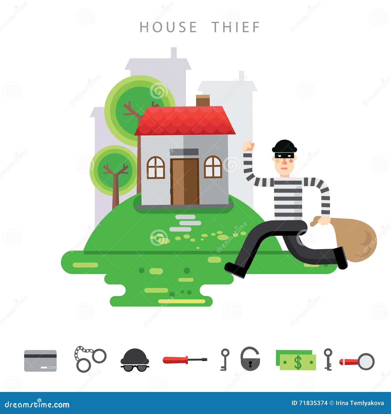 Theft Insurance Colourful Vector Illustration Flat Style Stock Vector ...