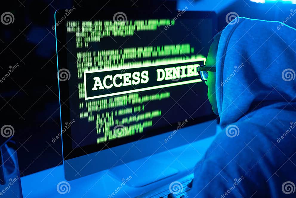 Theft, Man or Hacker with Computer or Screen for Cybercrime, Malware or ...