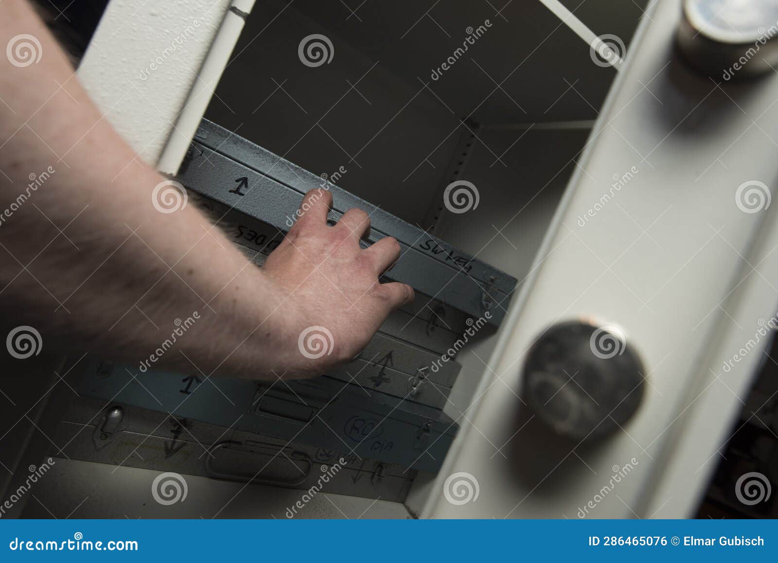 Theft of money in a bank stock photo. Image of possession - 286465076