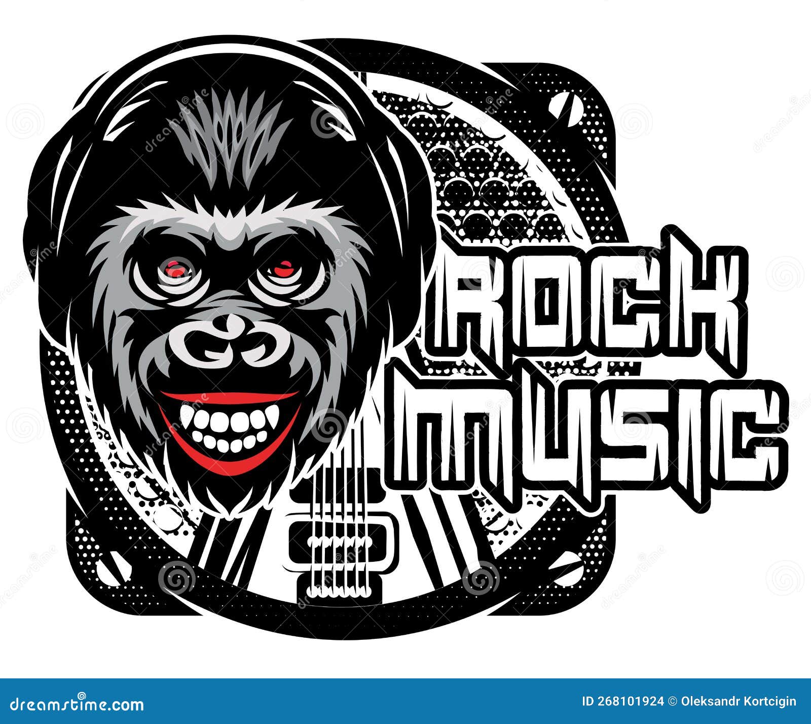Thematic Set of Elements for the Design of a Badge on the Theme of Rock ...