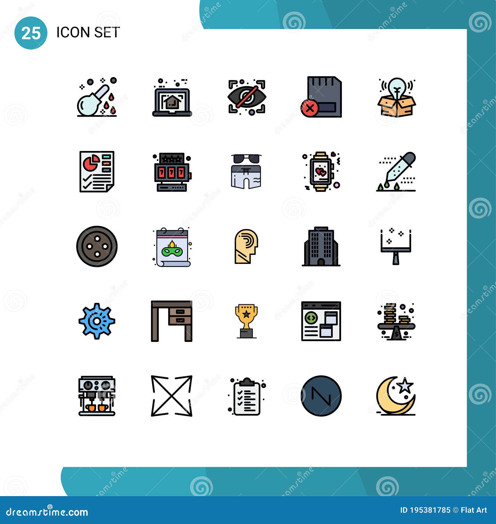 25 Thematic Vector Filled Line Flat Colors and Editable Symbols of ...