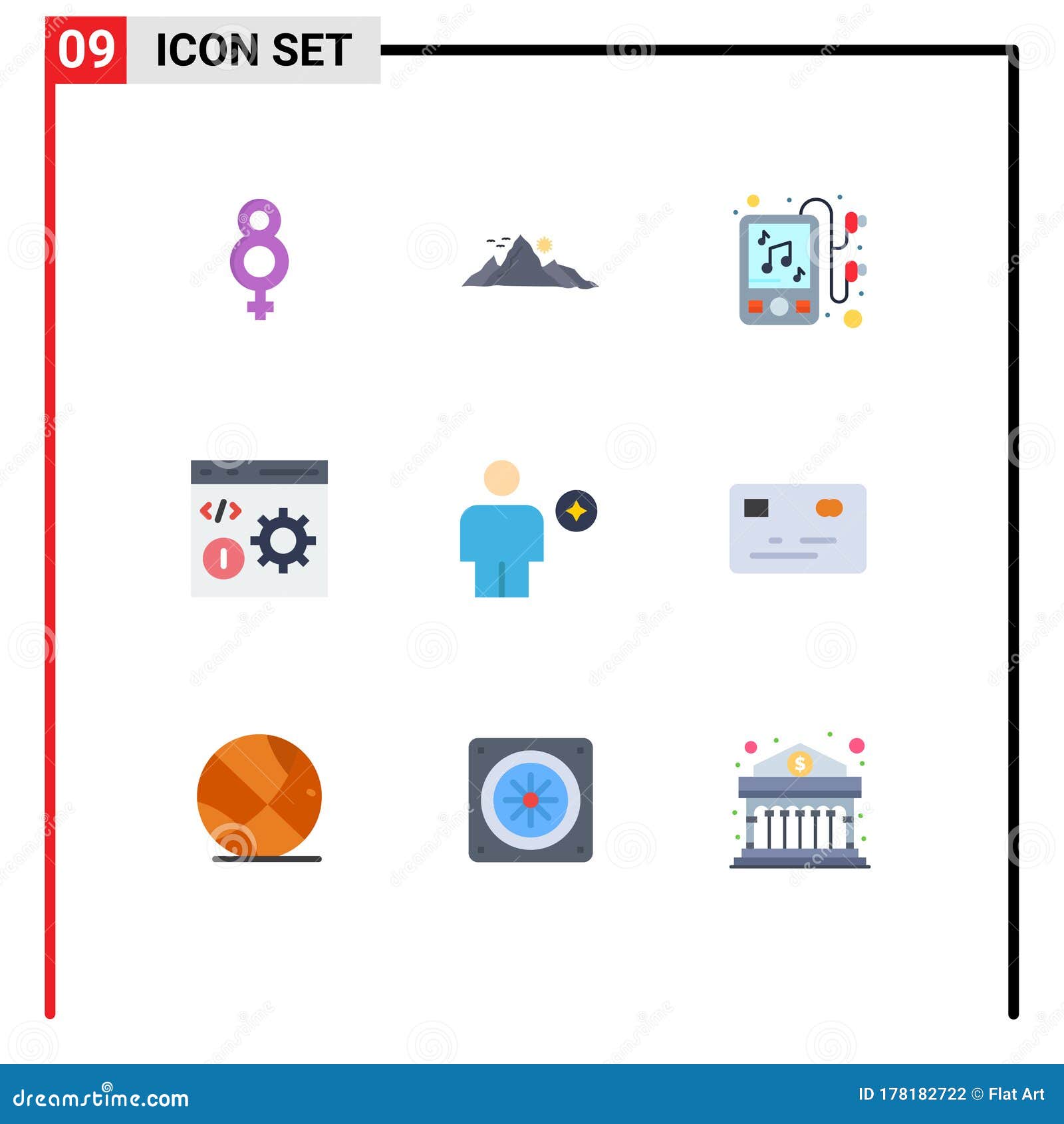 9 Universal Flat Color Signs Symbols of Body, Programming, Device ...