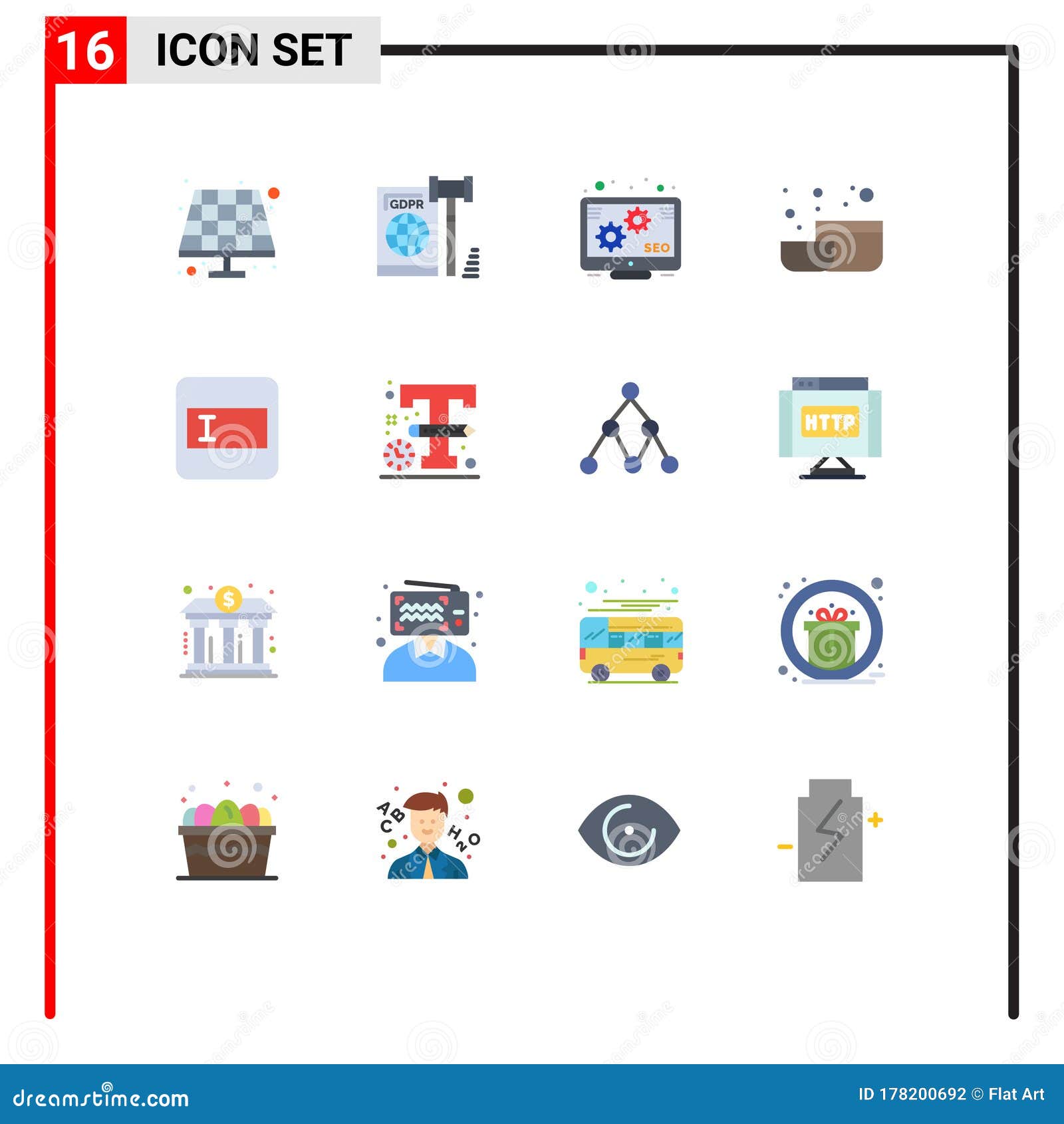 16 Thematic Vector Flat Colors and Editable Symbols of Design, Layout ...