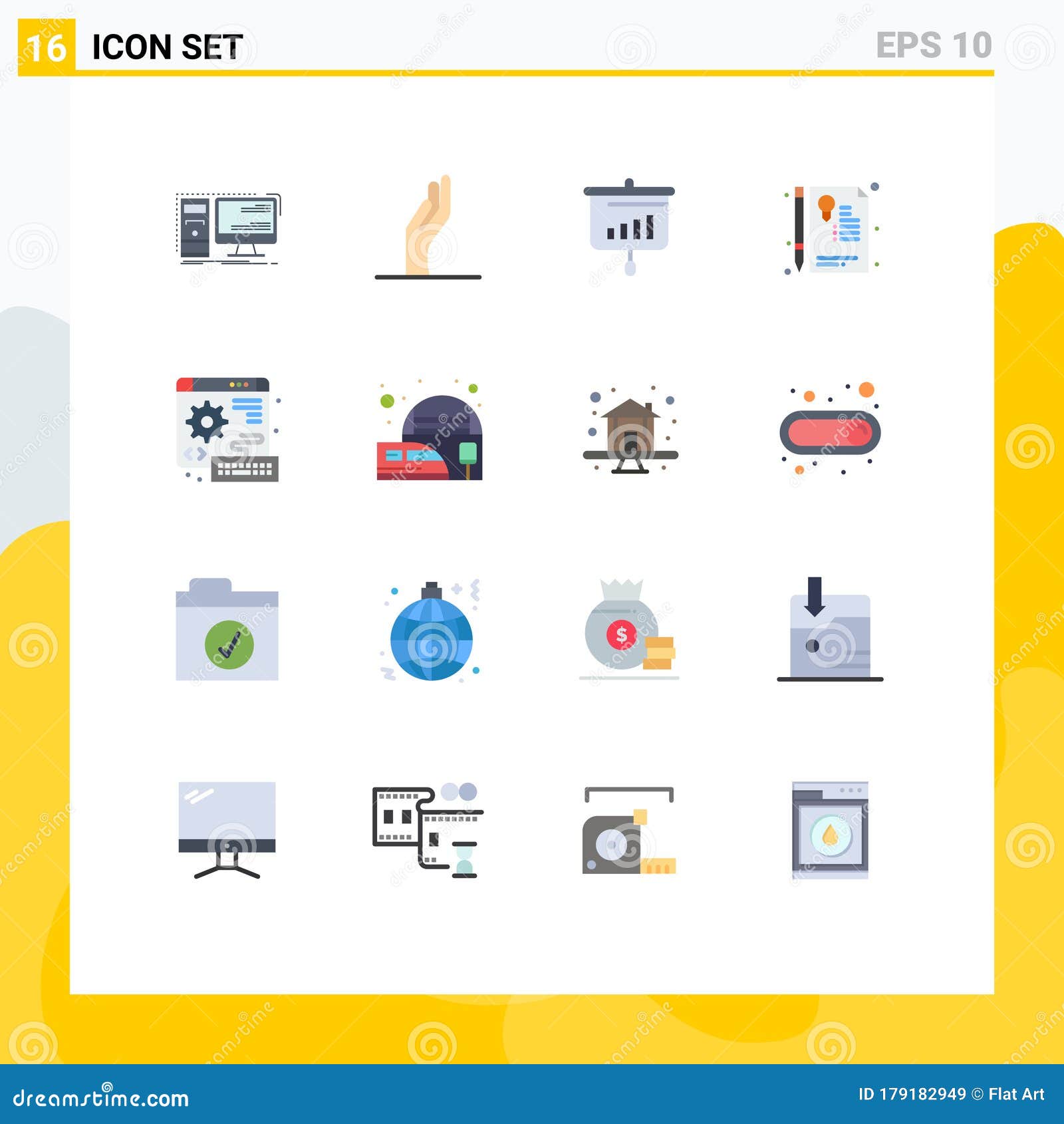 16 Thematic Vector Flat Colors and Editable Symbols of Digital, Sign ...