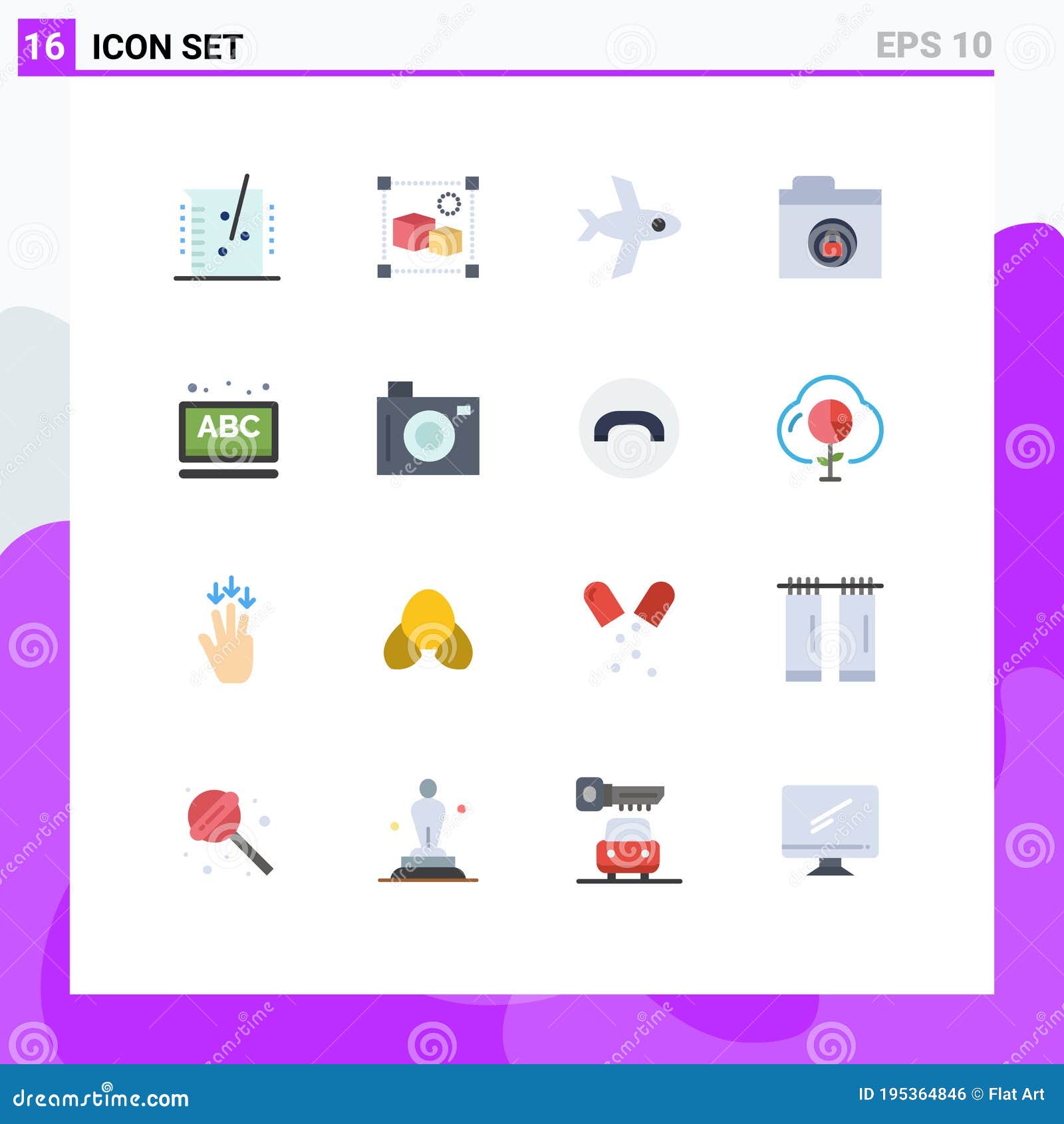 16 Universal Flat Color Signs Symbols of School, Learning, Box, Abc ...