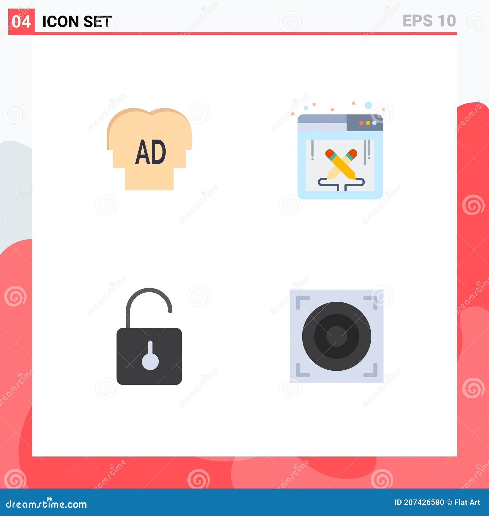 4 Thematic Vector Flat Icons and Editable Symbols of Elementary ...