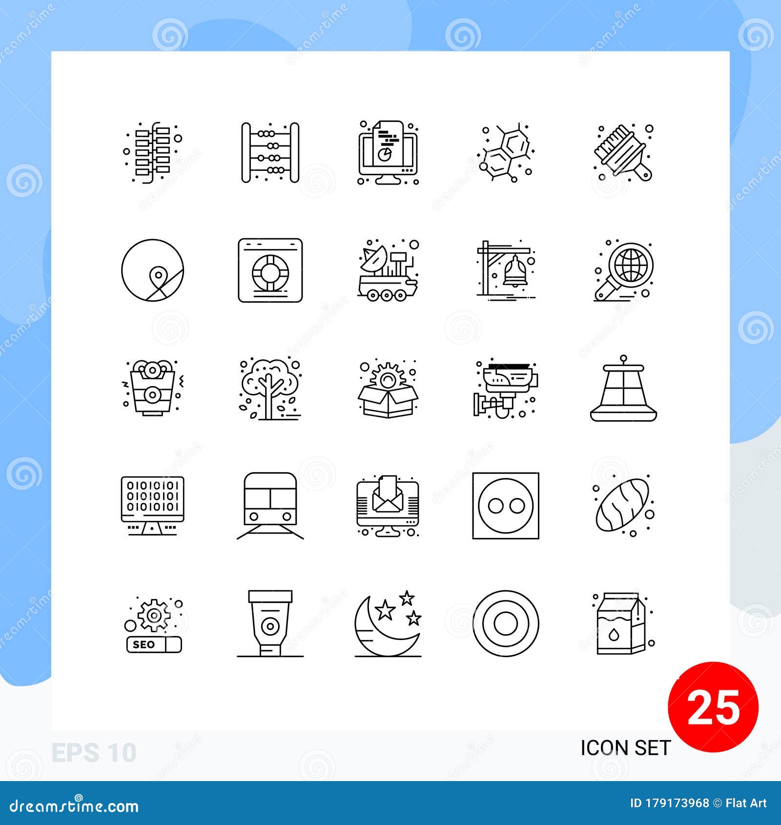 25 Thematic Vector Lines and Editable Symbols of Arts, Lab, Chart ...