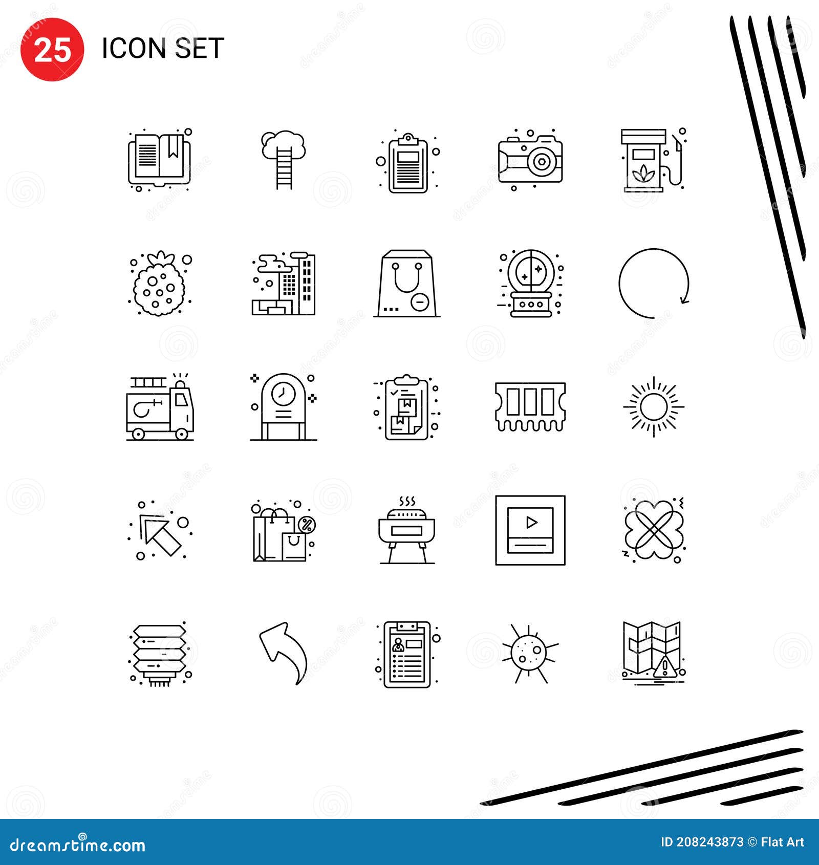 Line Pack of 25 Universal Symbols of Arts, Test, Heaven, List, Document ...