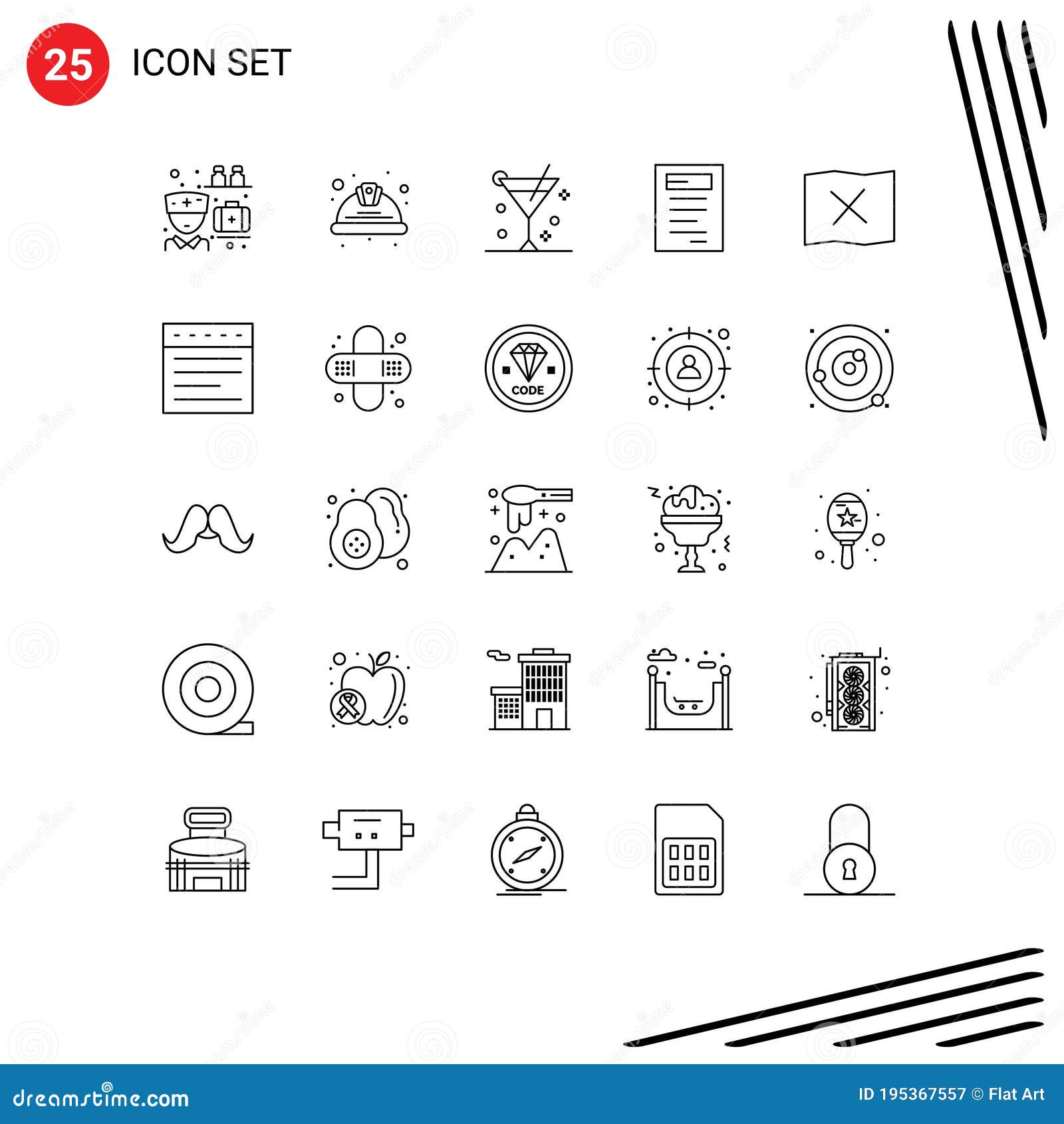 25 User Interface Line Pack of Modern Signs and Symbols of Map, Study ...