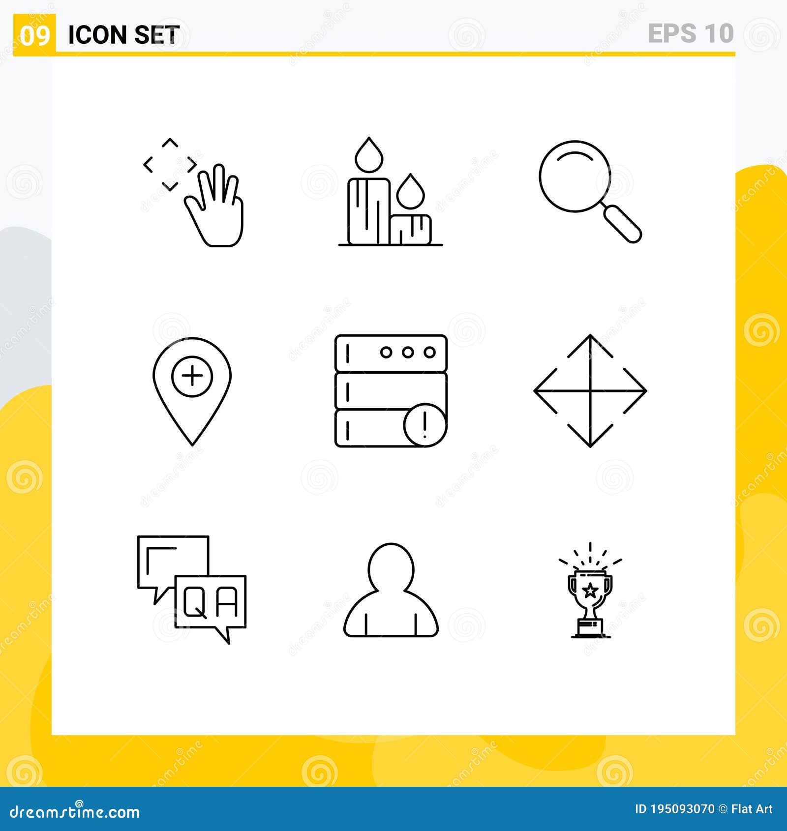 9 Thematic Vector Outlines and Editable Symbols of Alert, Marker ...