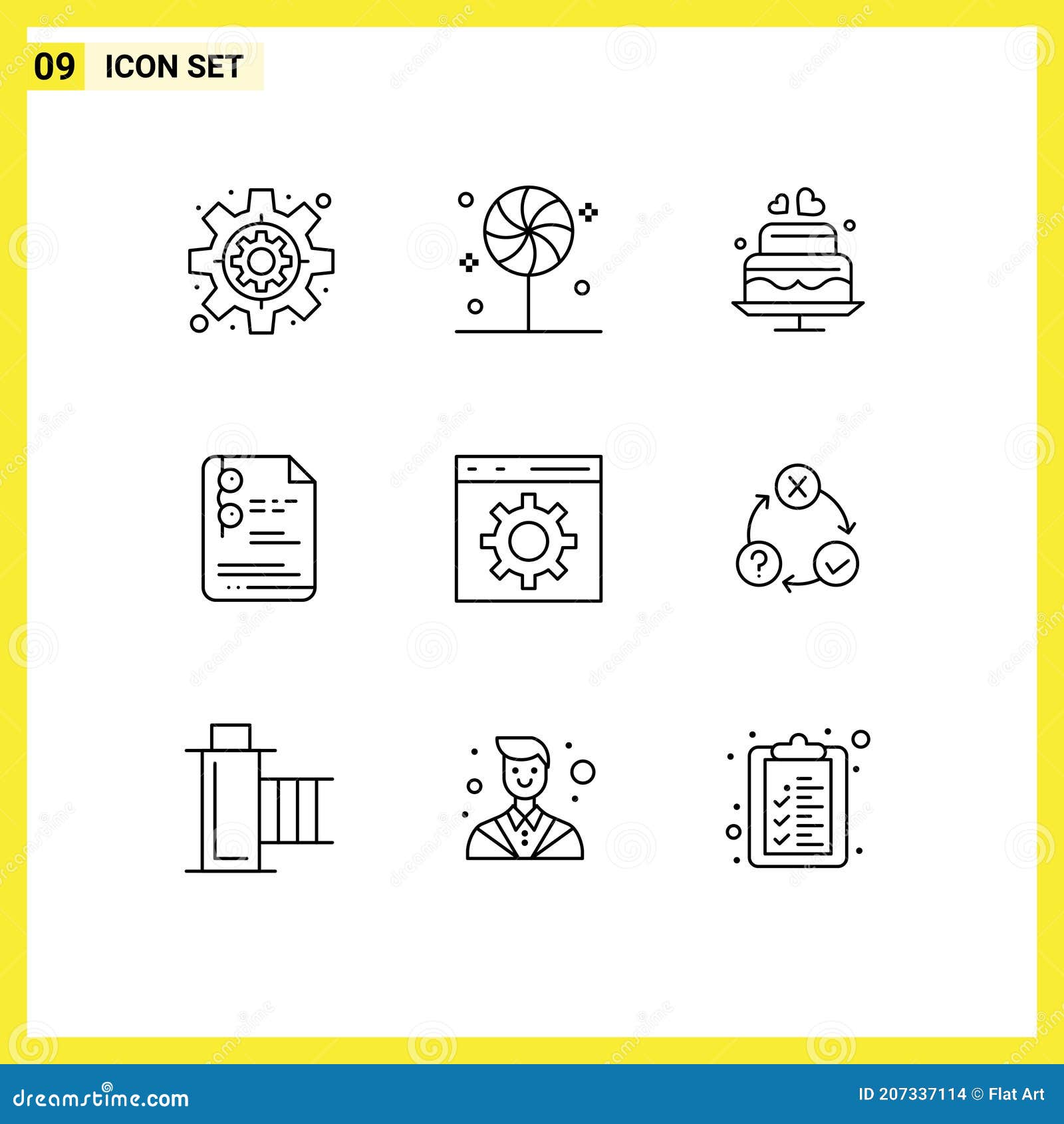 9 Thematic Vector Outlines And Editable Symbols Of Development Coding