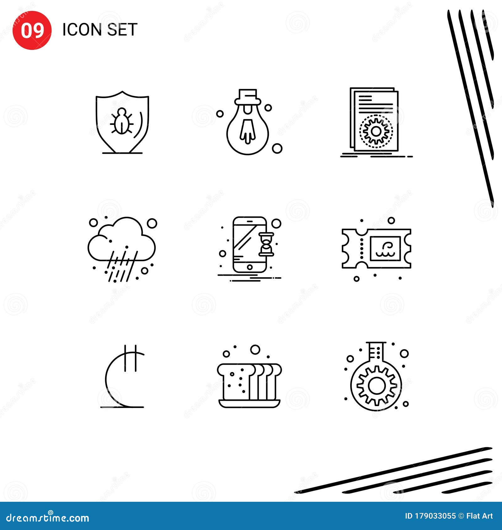 9 Thematic Vector Outlines and Editable Symbols of Device, Prediction ...
