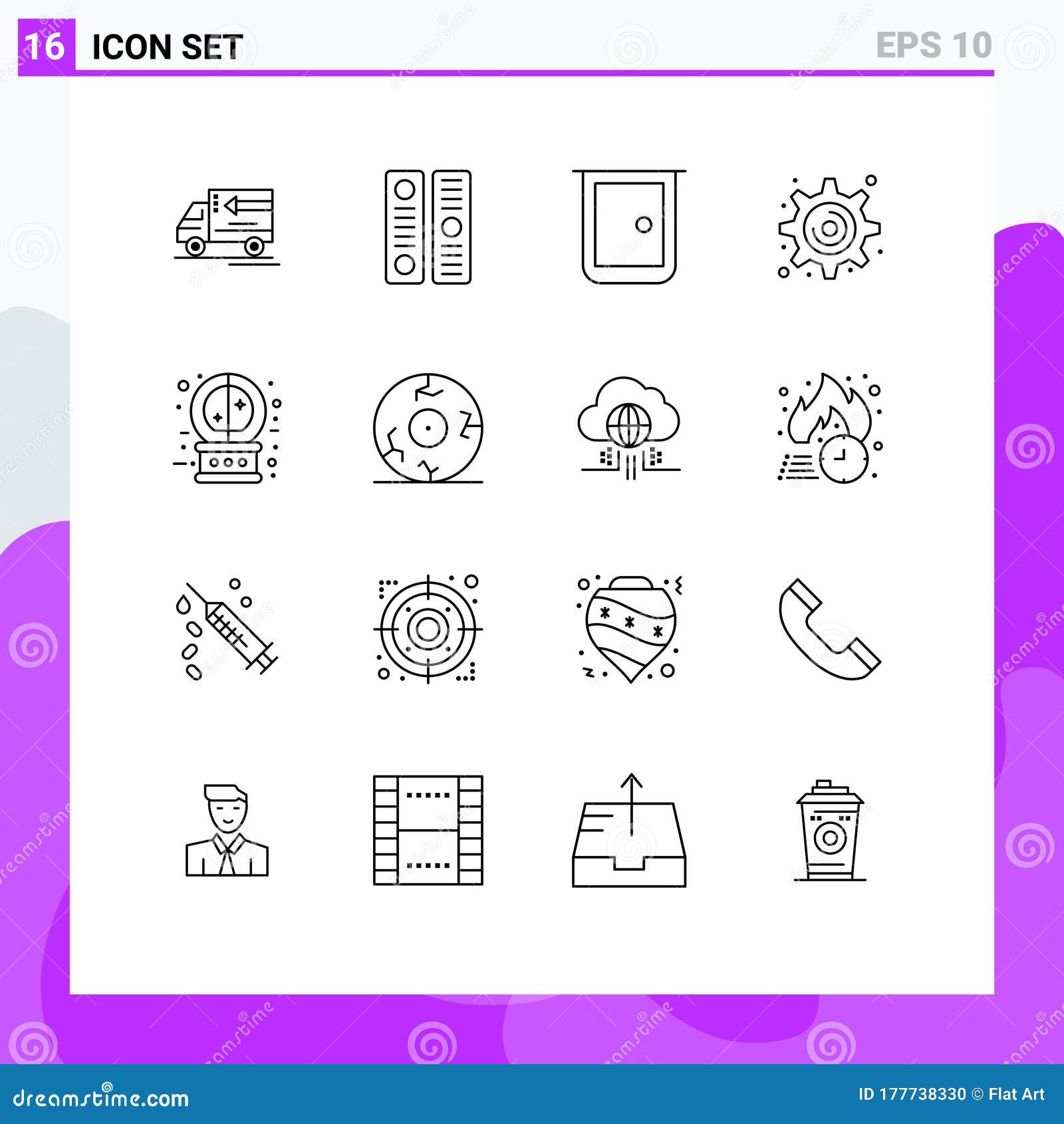 16 Thematic Vector Outlines And Editable Symbols Of Future Settings