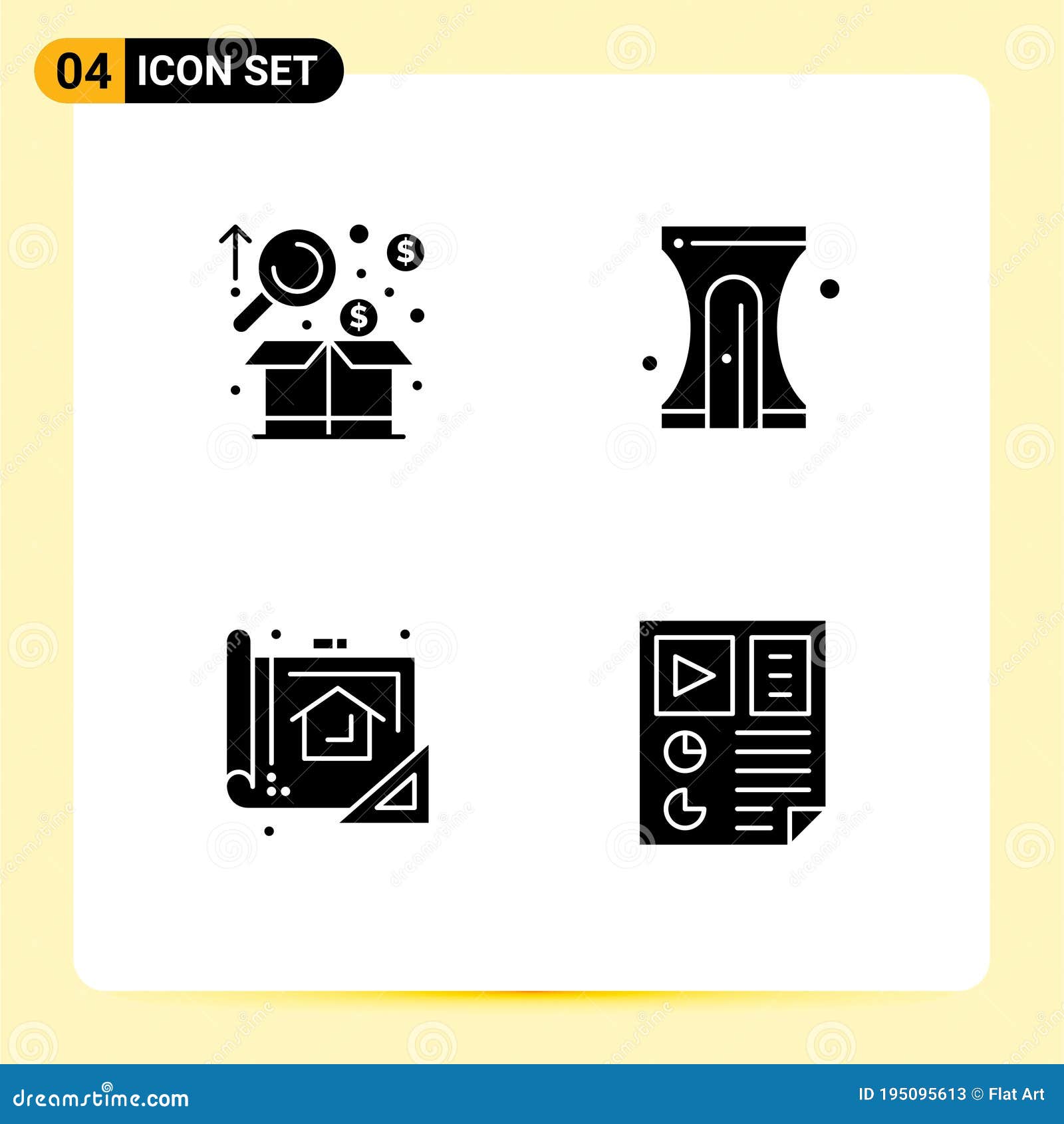 Thematic Vector Solid Glyphs and Editable Symbols of Analysis, Plan ...