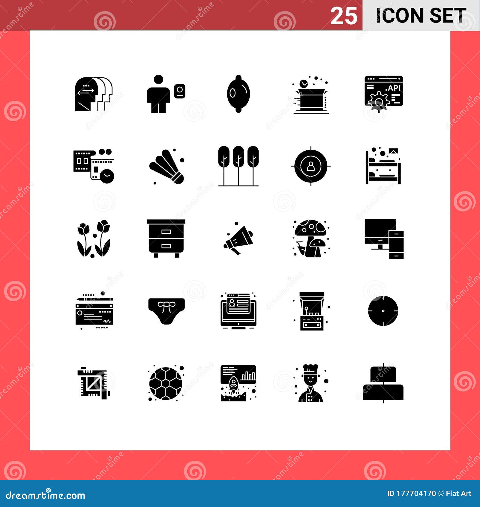 25 Thematic Vector Solid Glyphs and Editable Symbols of Application ...