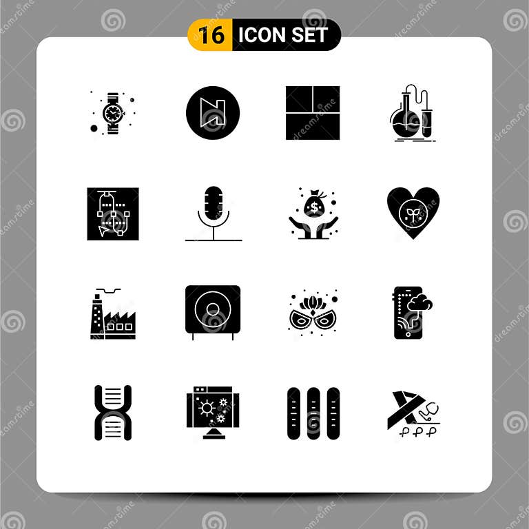 16 Thematic Vector Solid Glyphs and Editable Symbols of Audio, Vector ...